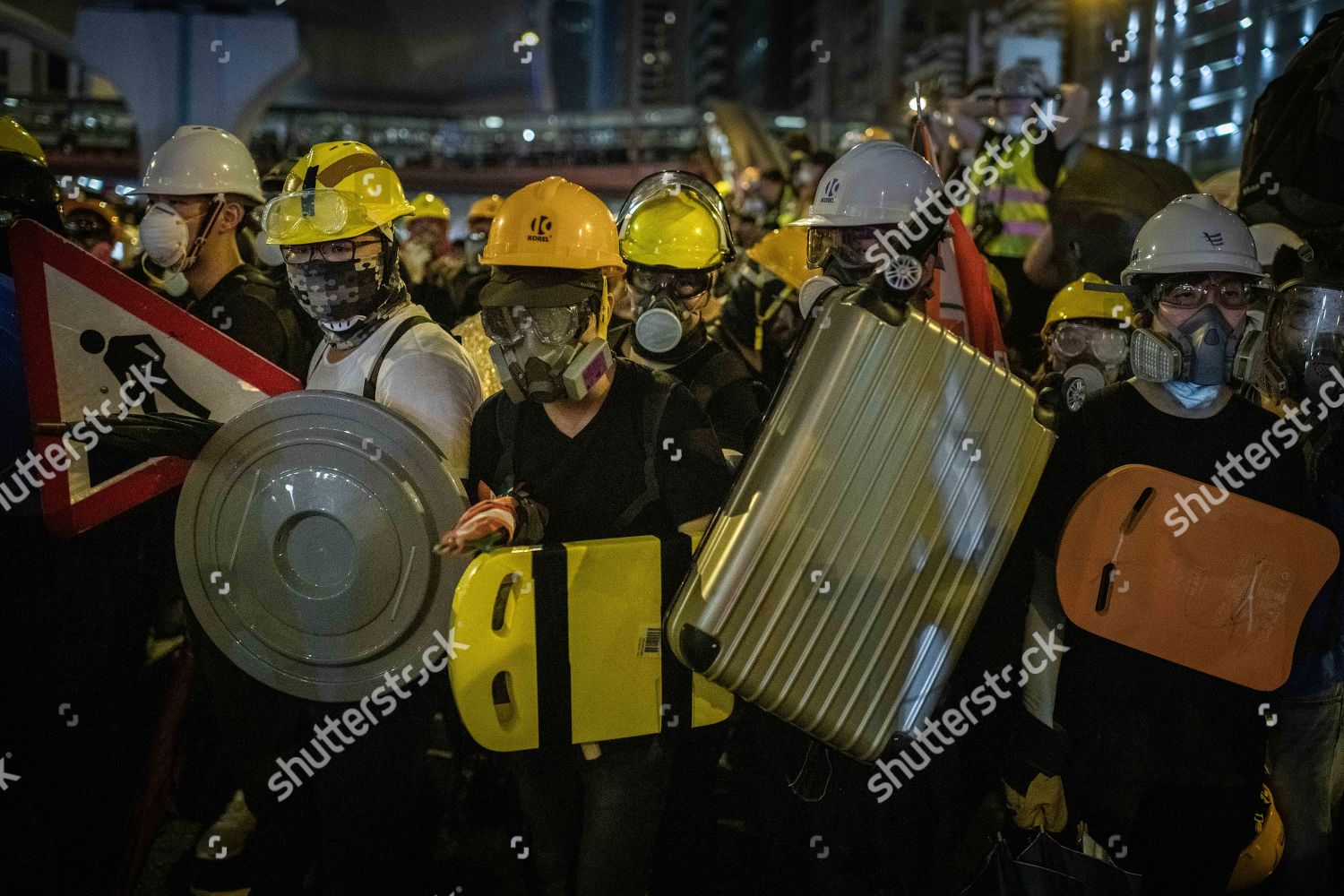 Protesters Ready Face Riot Police Improvised Editorial Stock Photo ...