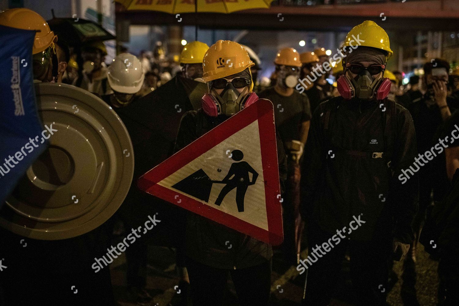 Protesters Ready Face Riot Police Improvised Editorial Stock Photo ...
