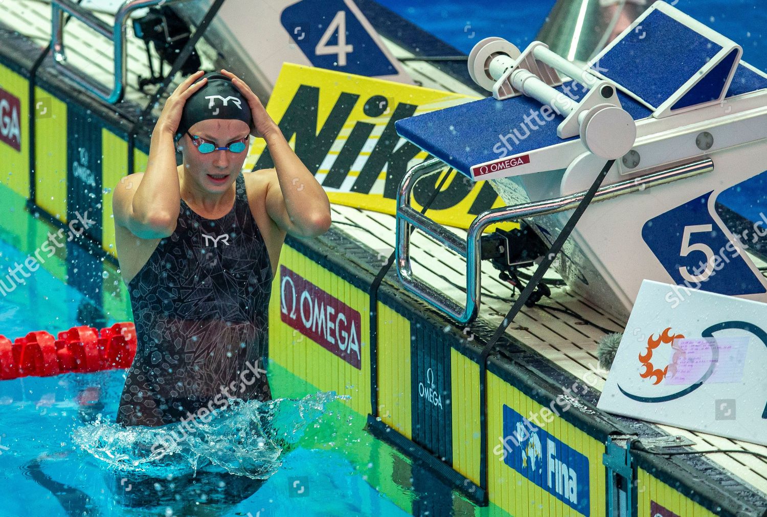 Nina Kost Switzerland Jumps Pool Before Editorial Stock Photo - Stock ...