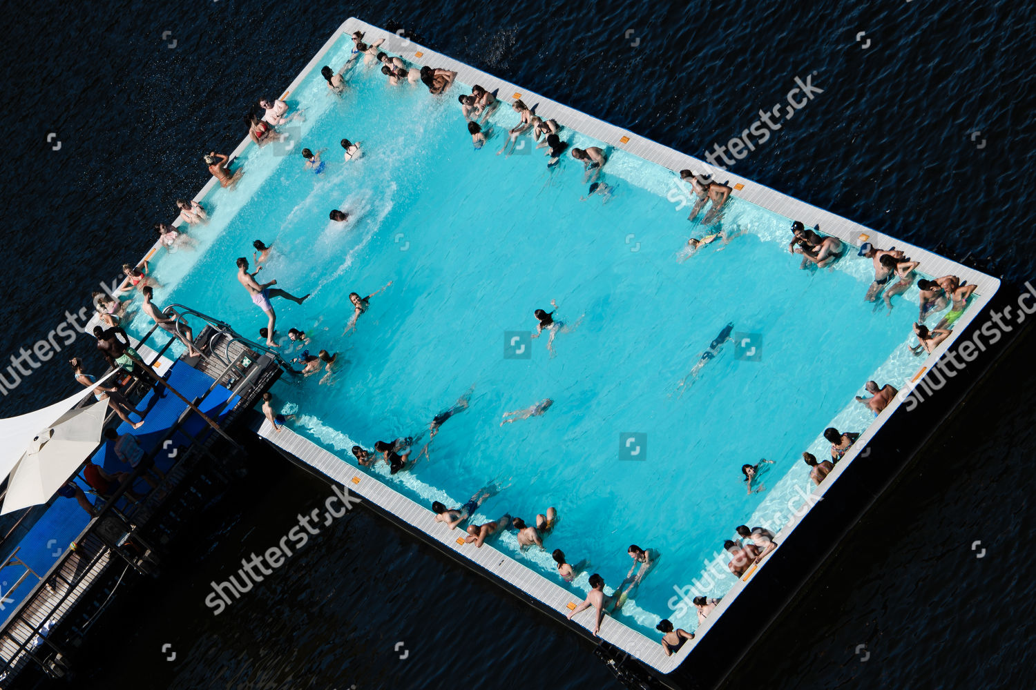 People Attend Badeschiff Swimming Pool Inside Editorial Stock Photo ...