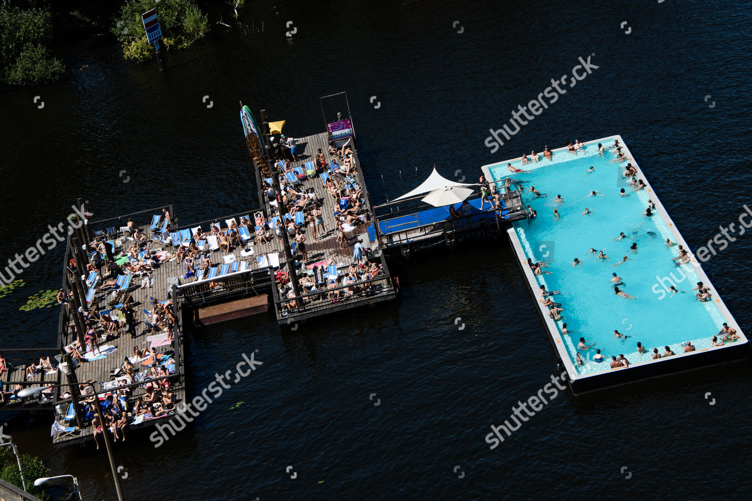 People Attend Badeschiff Swimming Pool Inside Editorial Stock Photo ...