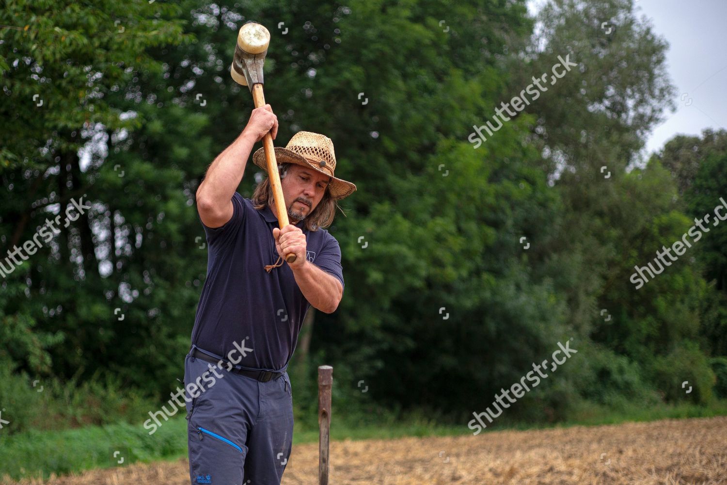 Austrian Pedologist Guenter Aust Hammers Drill Editorial Stock Photo ...