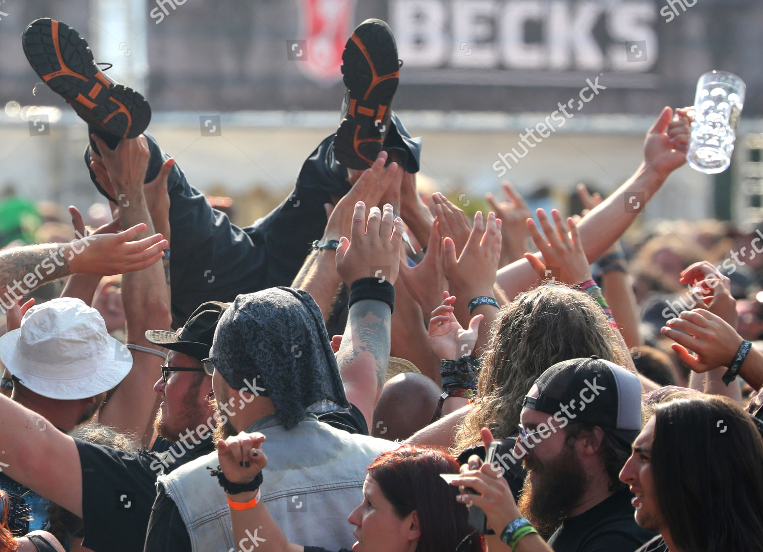 Festivalgoer Crowd Surfs During Concert Wacken Editorial Stock Photo ...