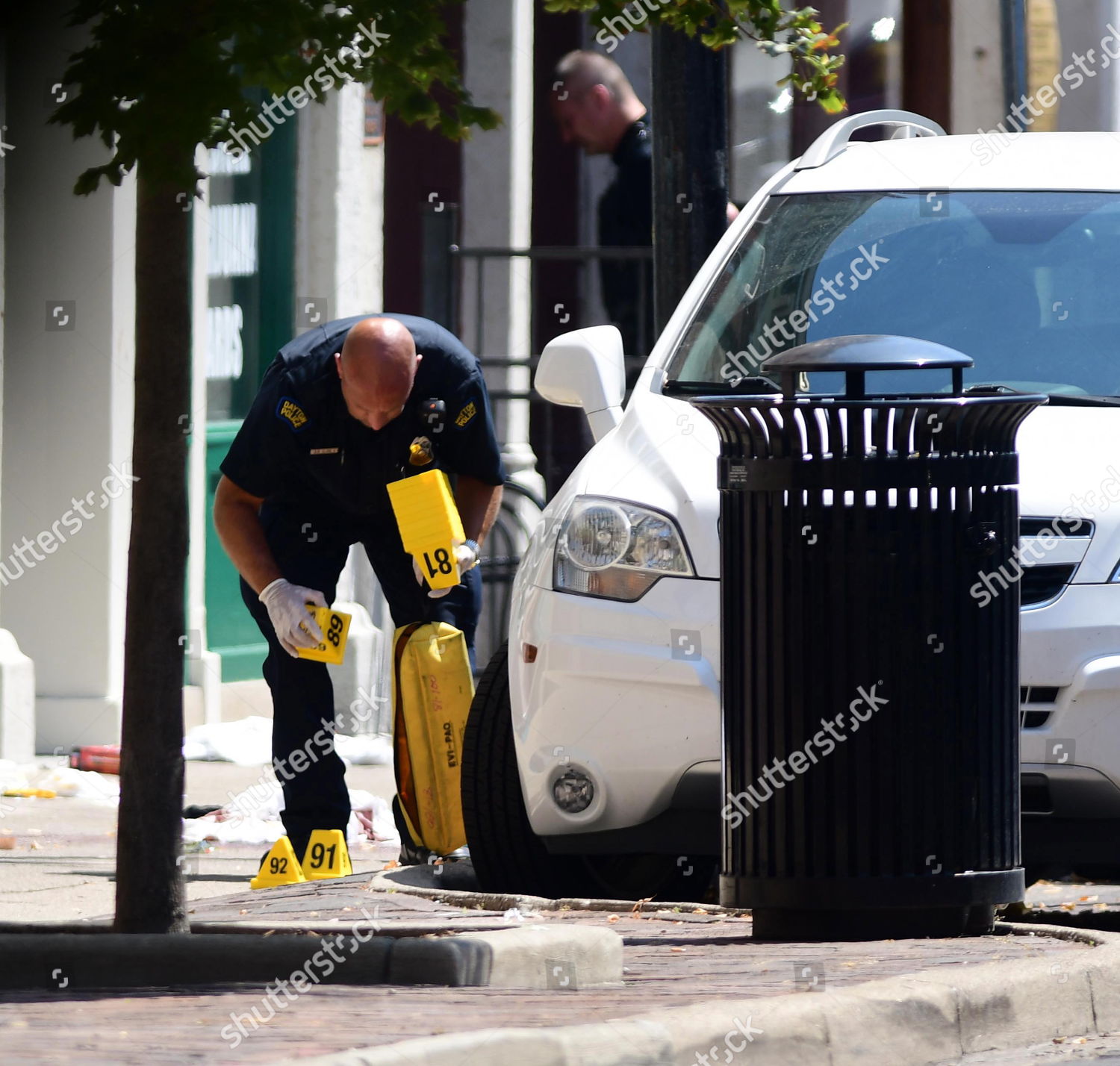 Law Enforcement Officer Places Evidence Markers Editorial Stock Photo ...