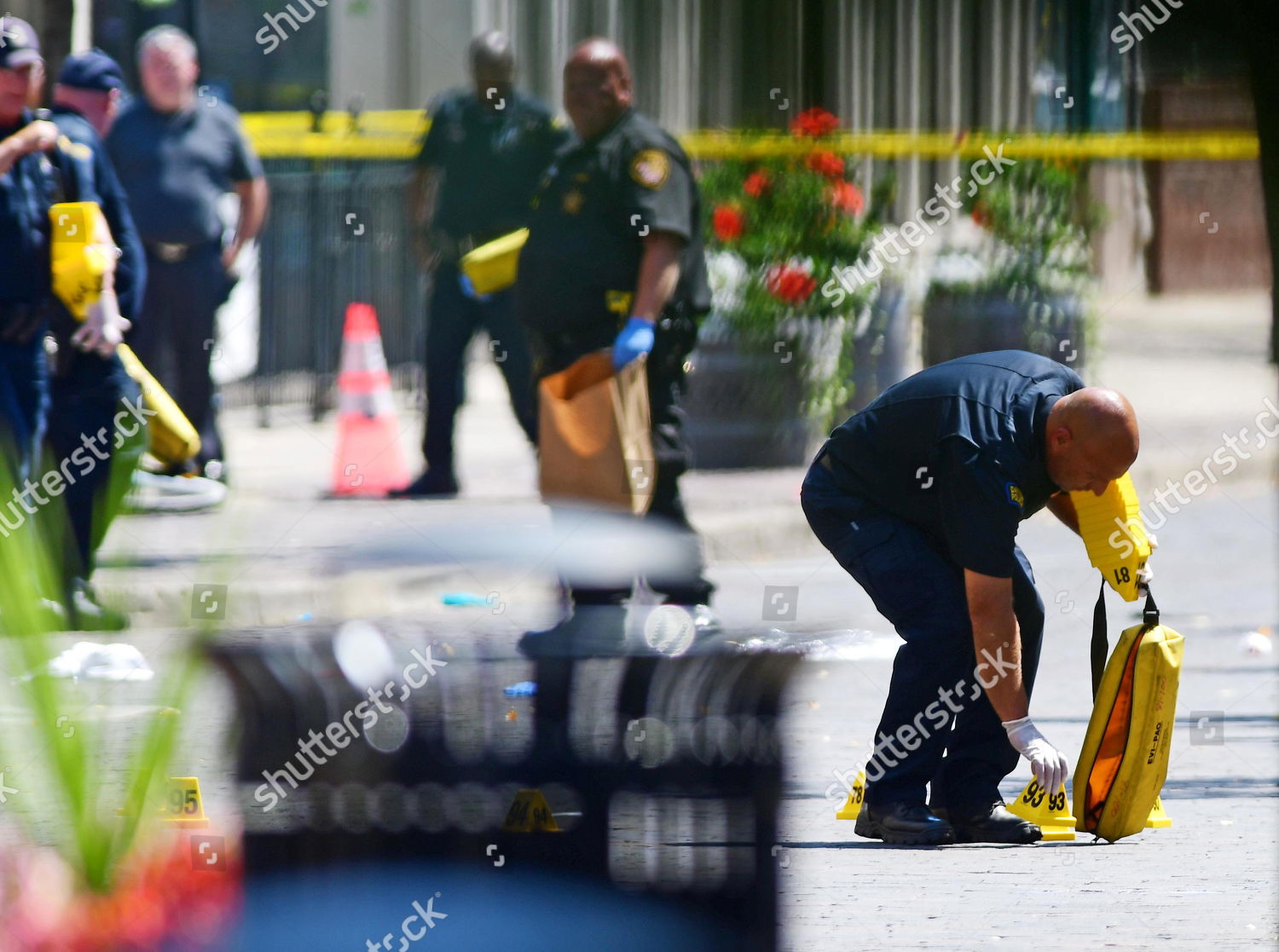 Law Enforcement Officer Places Evidence Markers Editorial Stock Photo ...
