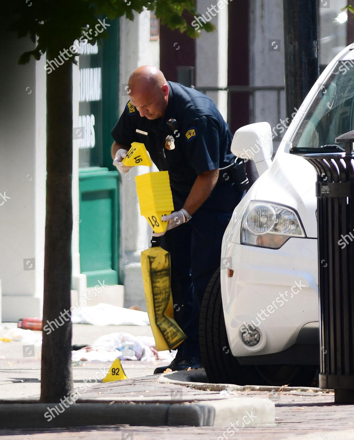 Law Enforcement Officer Places Evidence Markers Editorial Stock Photo ...