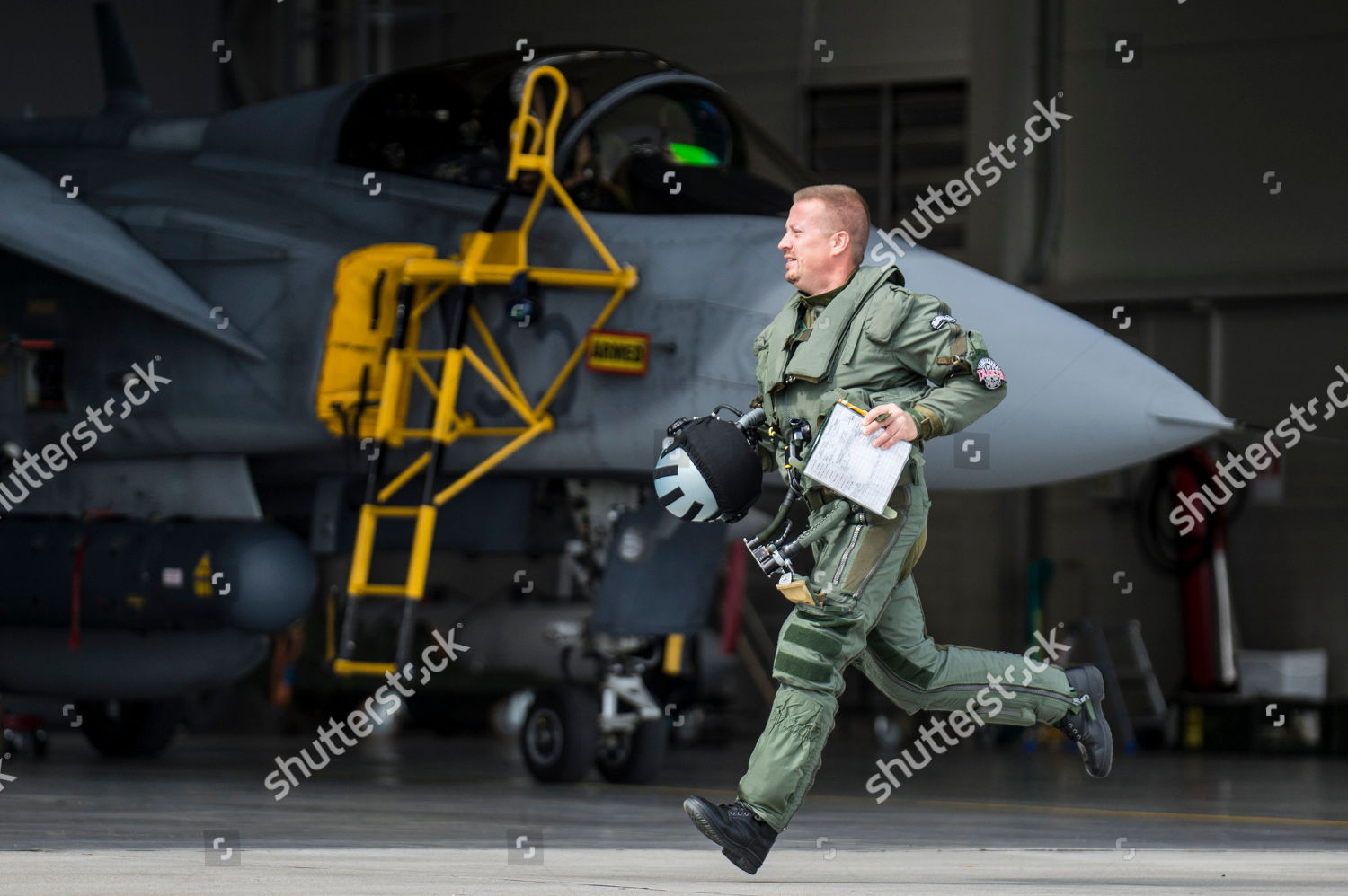 Pilot Runs Past Jas39 Gripen Fighter Editorial Stock Photo - Stock ...