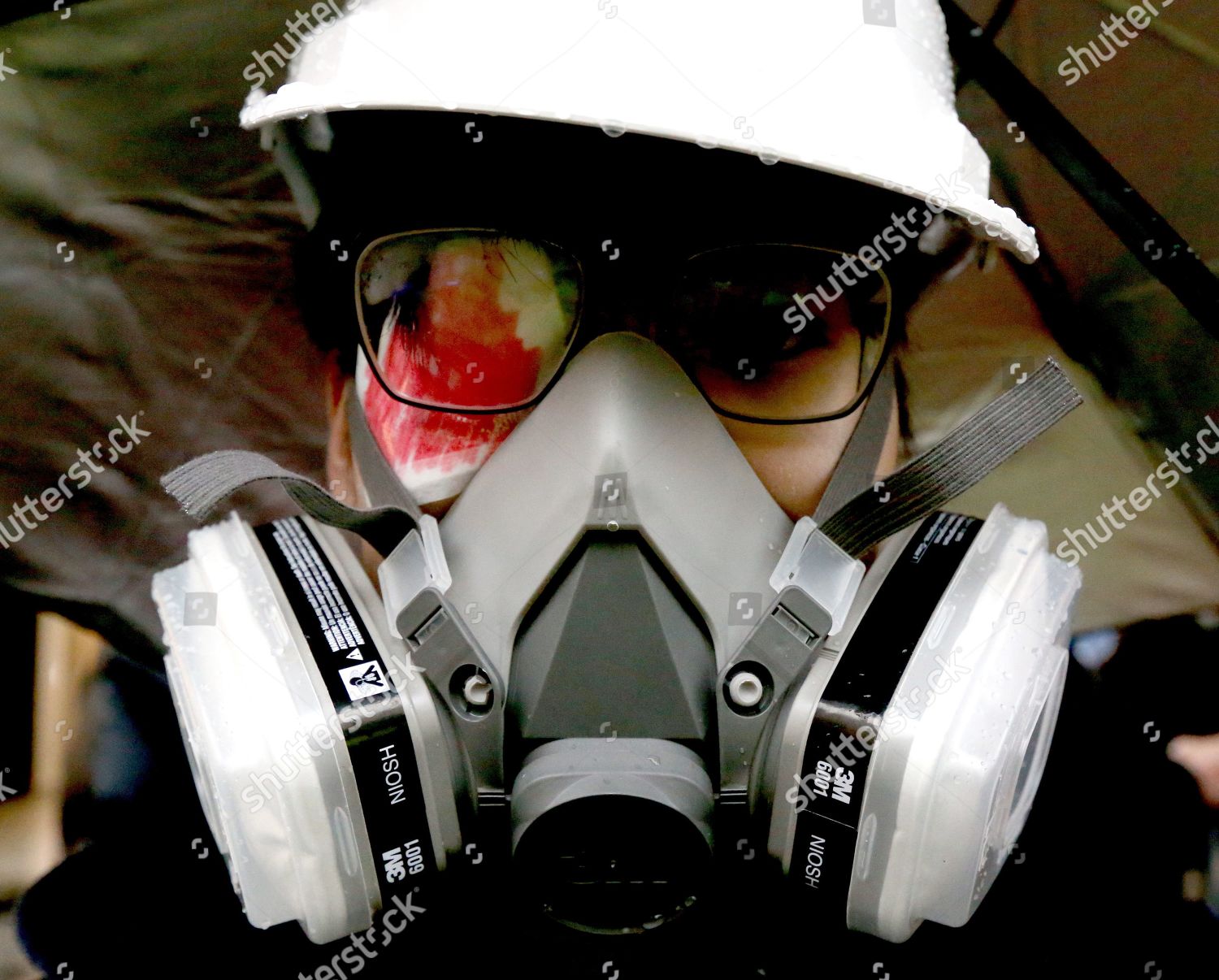 Demonstrator Wearing Gas Mask Eye Patch Editorial Stock Photo - Stock ...