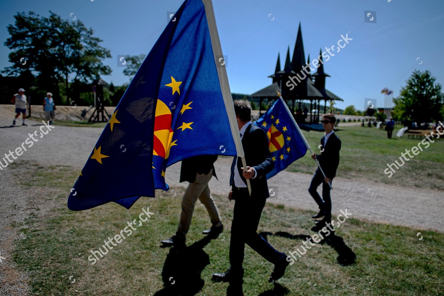 People Carry Paneuropean Union Flags Paneuropean Editorial Stock Photo ...