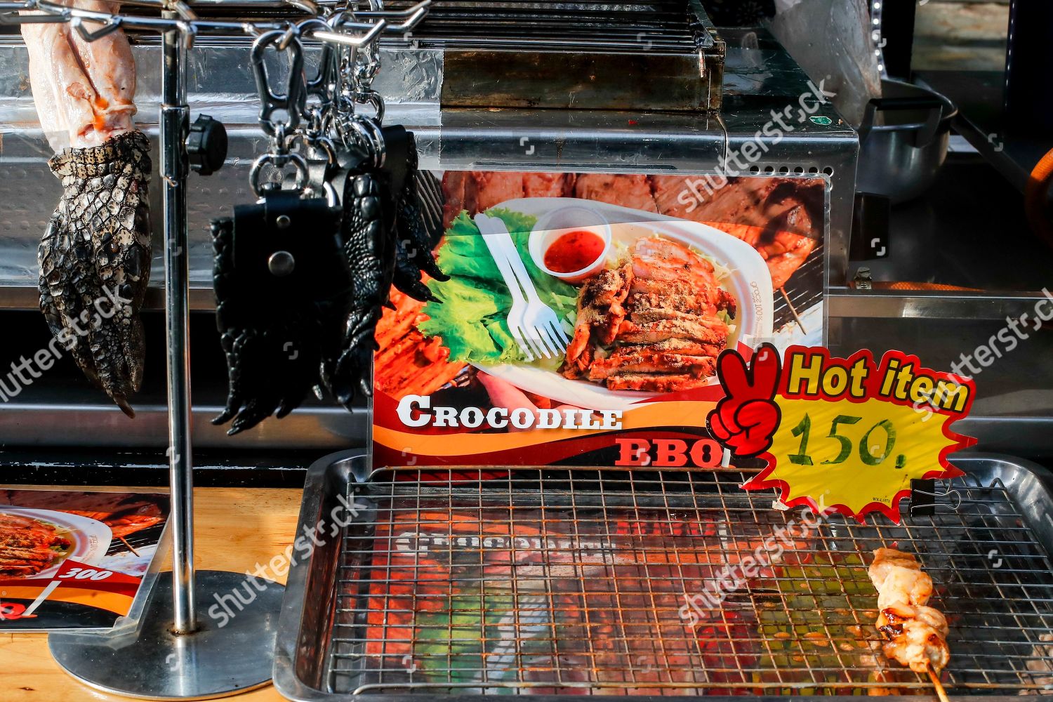 View Crocodile Meat Skewer On Tray Editorial Stock Photo - Stock Image ...