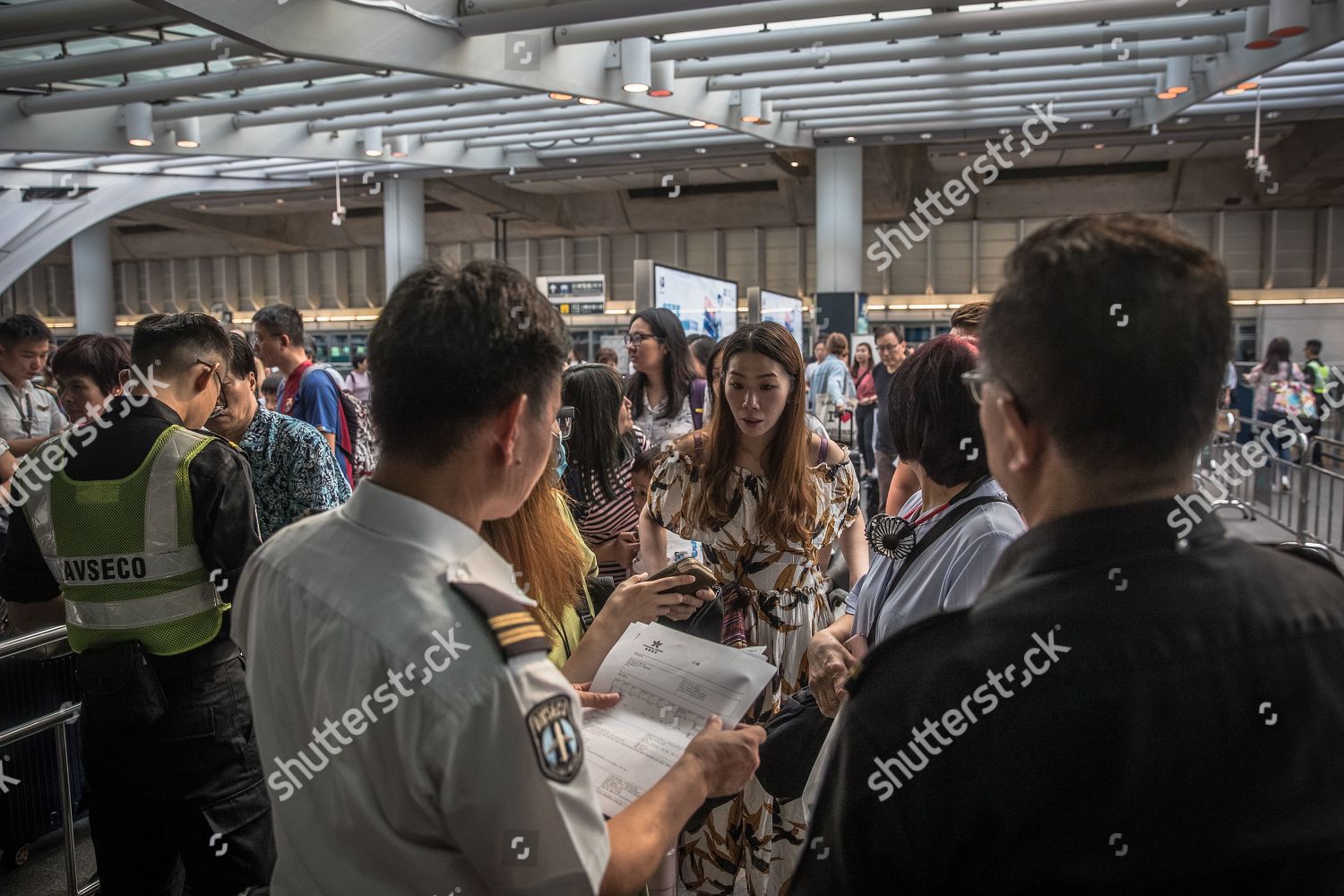 Airport Security Officers Check Passports Tickets Editorial Stock Photo ...