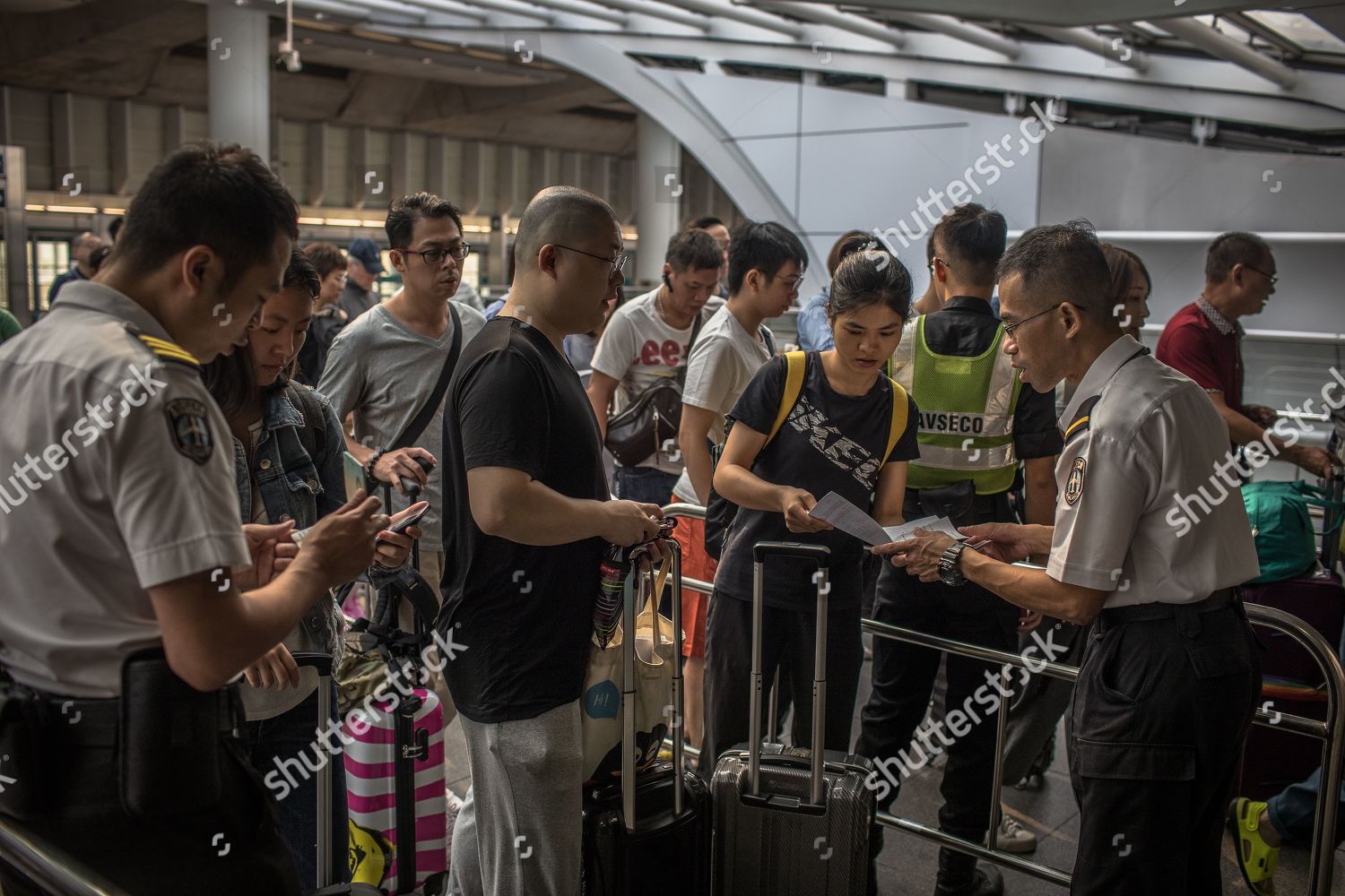 Airport Security Officers Check Passports Tickets Editorial Stock Photo ...