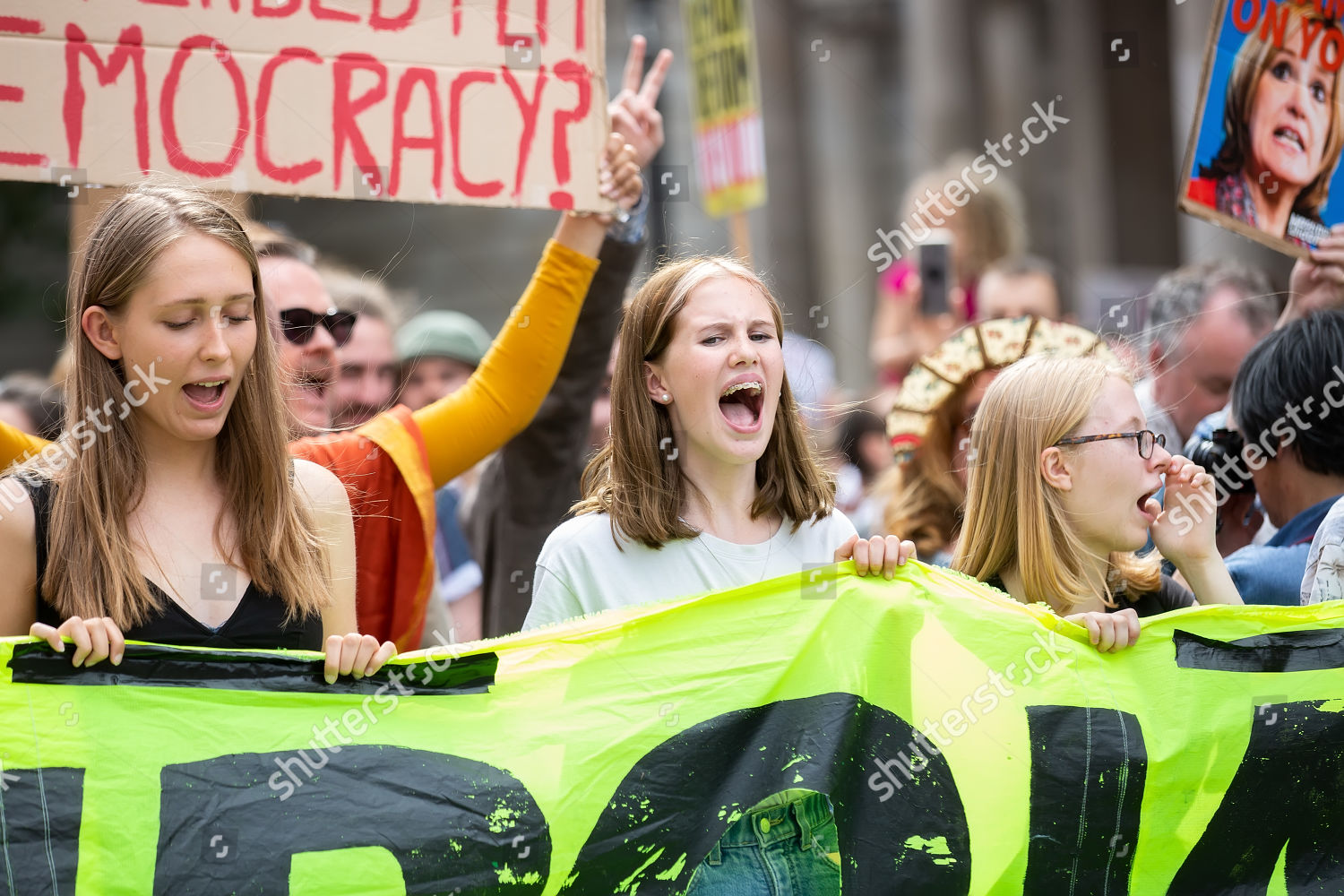 Young Protesters Shouting Slogans Against Boris Editorial Stock Photo ...