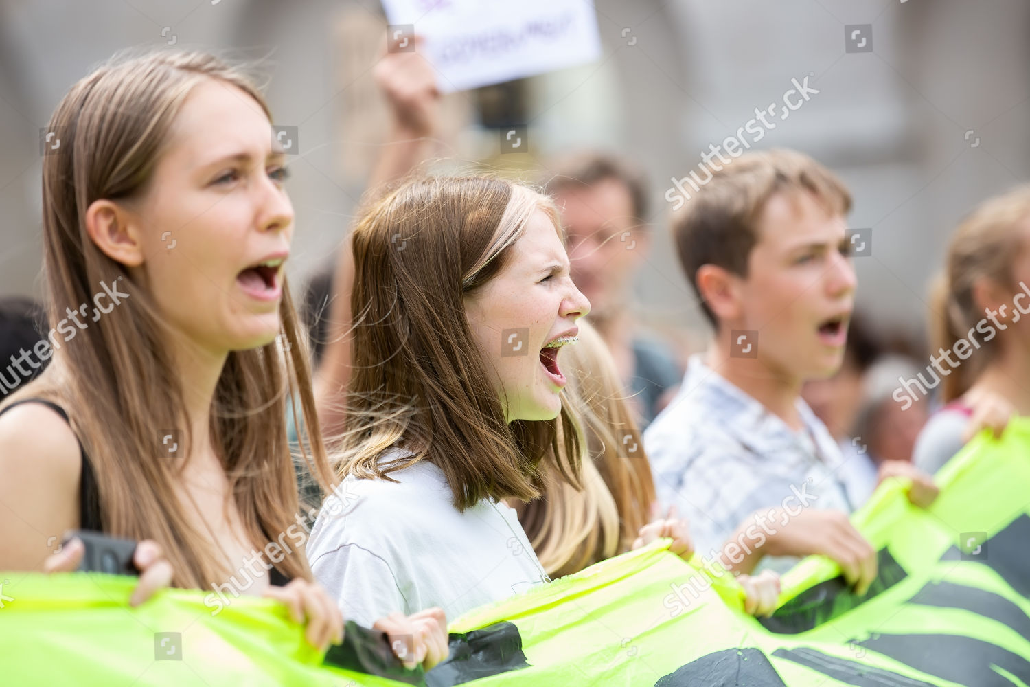 Young Protesters Shouting Slogans Against Boris Editorial Stock Photo ...