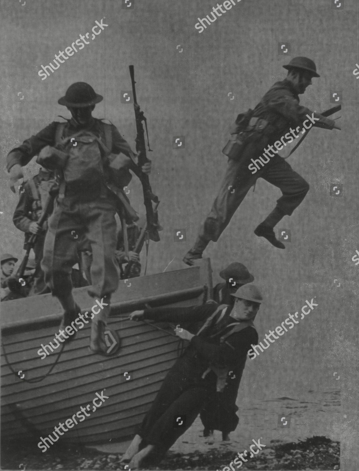 Wwii Army Invasion Training Barges Landing Editorial Stock Photo ...