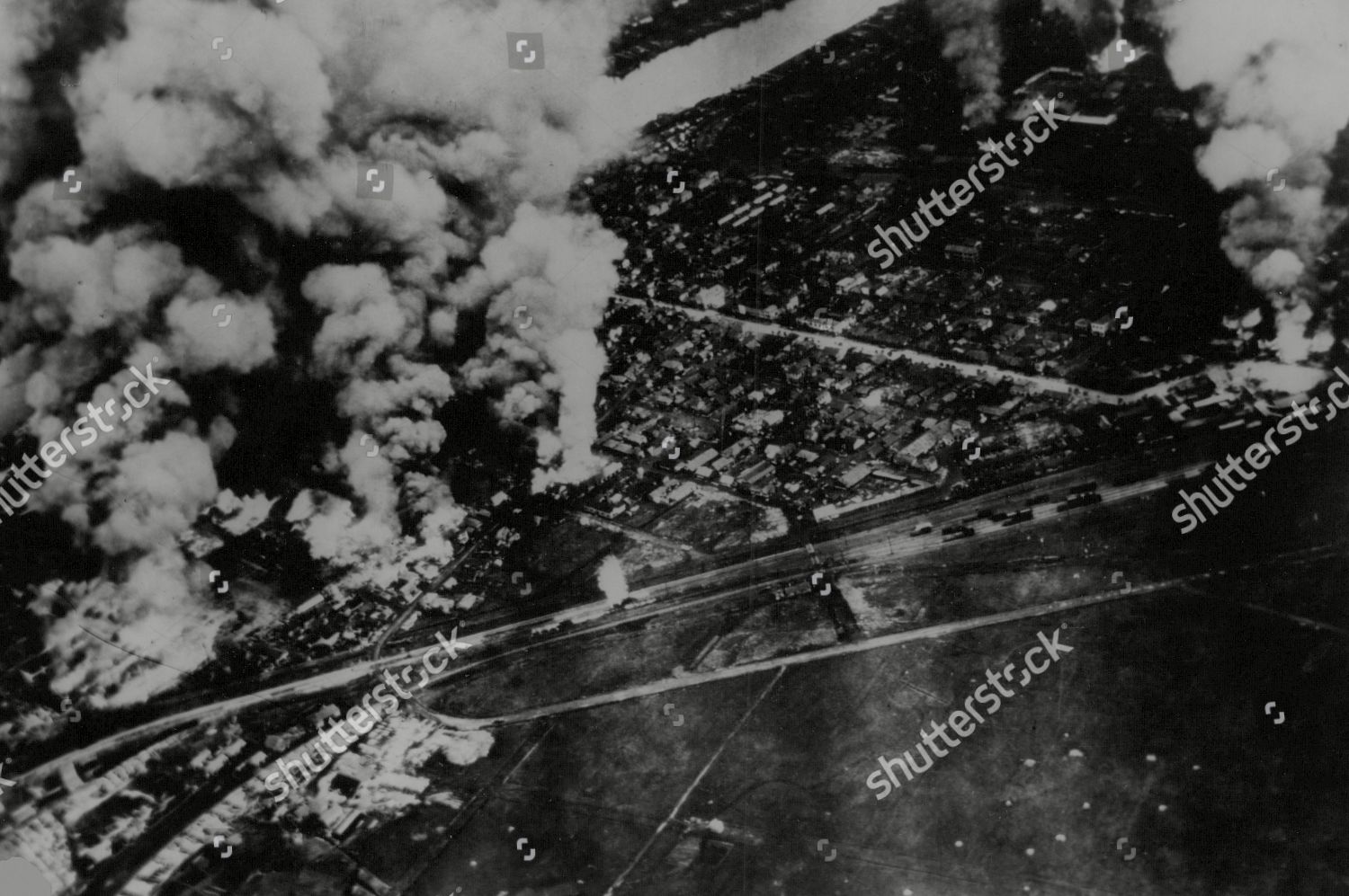 Wwii Air Raid Air Views Japanflames Editorial Stock Photo - Stock Image ...