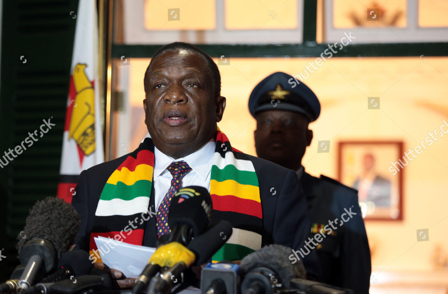 Zimbabwean President Emmerson Mnangagwa Addresses Press Editorial Stock ...