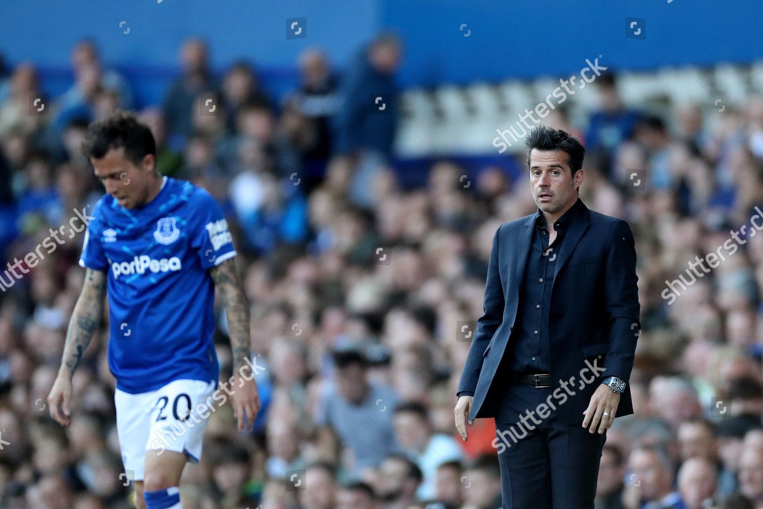 Everton Manager Marco Silva Looks On Editorial Stock Photo - Stock ...