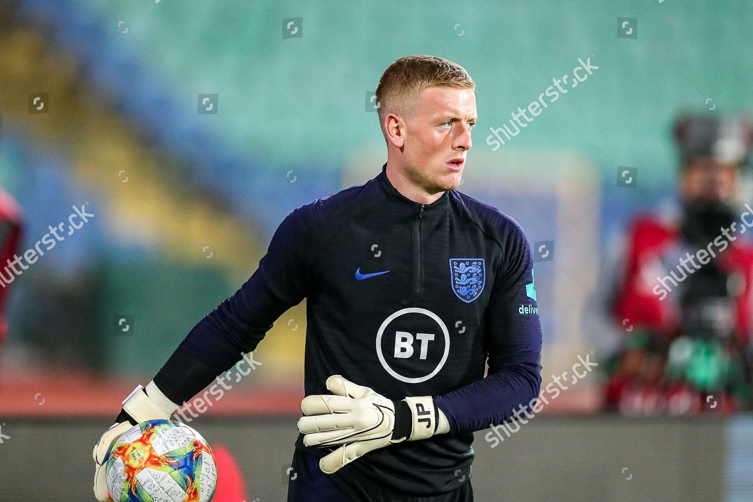 ENGLAND GOALKEEPER JORDAN PICKFORD WARMS DURING Editorial Stock Photo ...