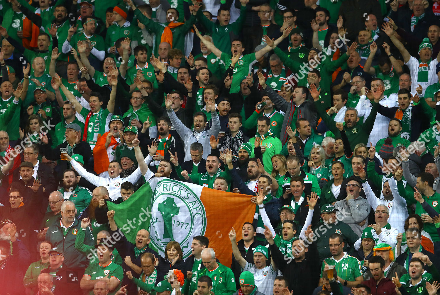 Republic Ireland Fans Cheer Their Team Editorial Stock Photo - Stock ...