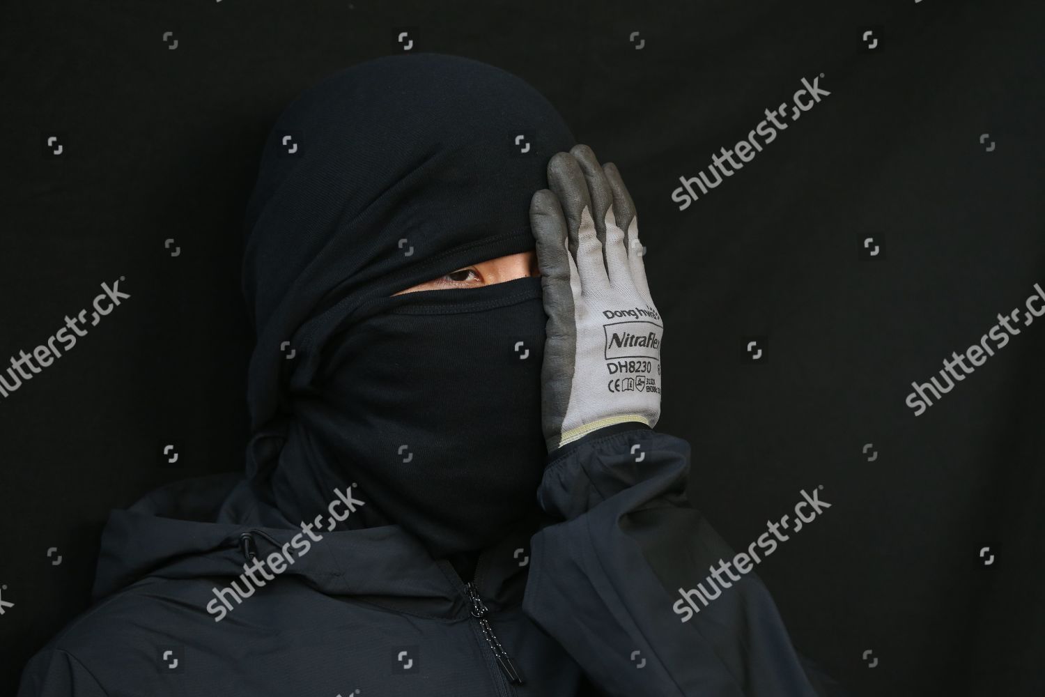 Masked Protester Gestures During Banned Demonstration Editorial Stock ...