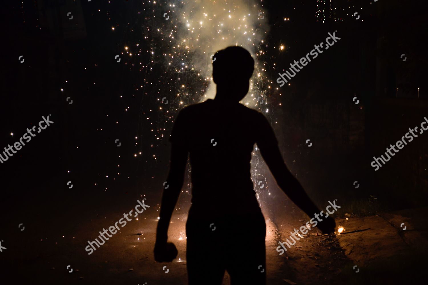 Man Burning Firecrackers Enjoys Sparkles Light Editorial Stock Photo ...