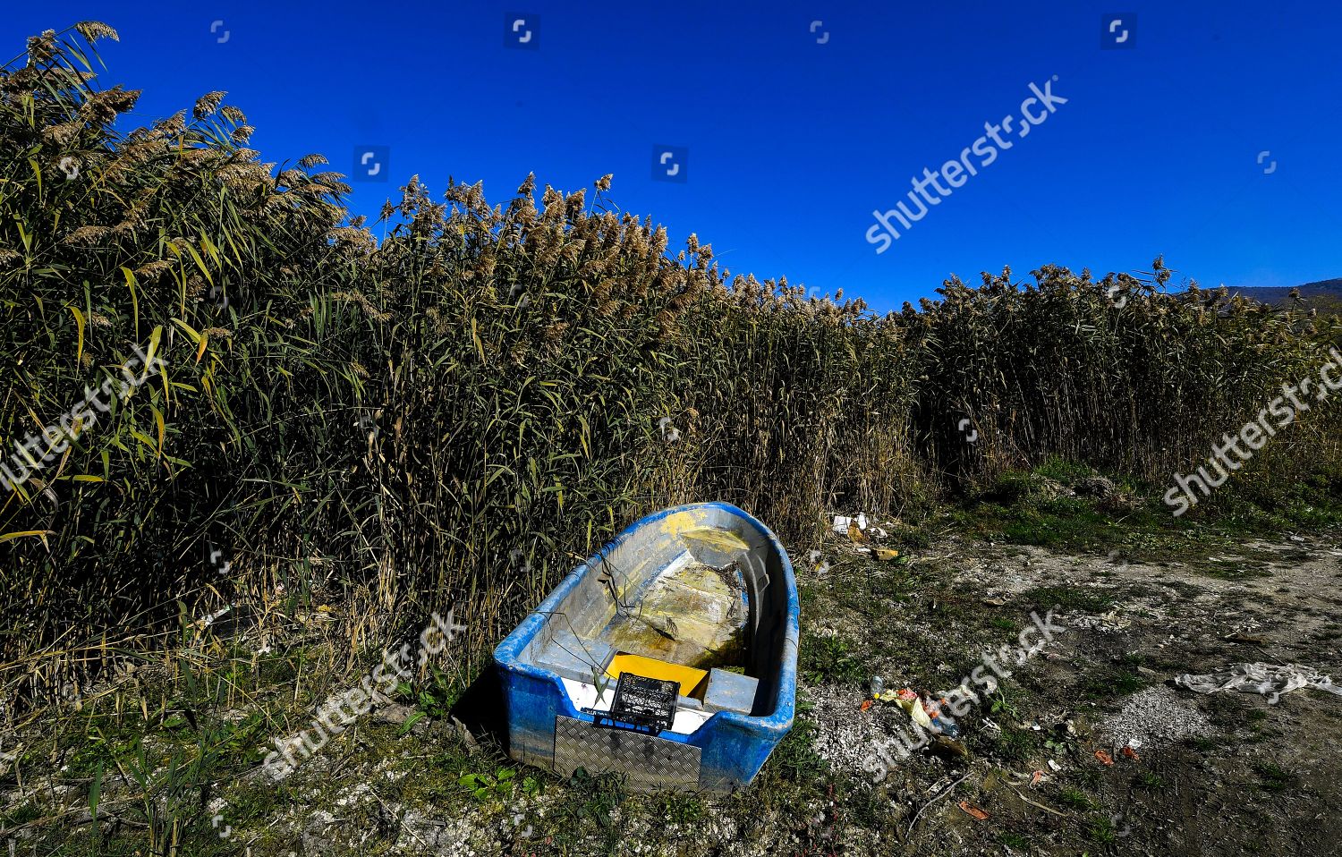 Small Rowing Boat Stands On Dry Editorial Stock Photo - Stock Image ...