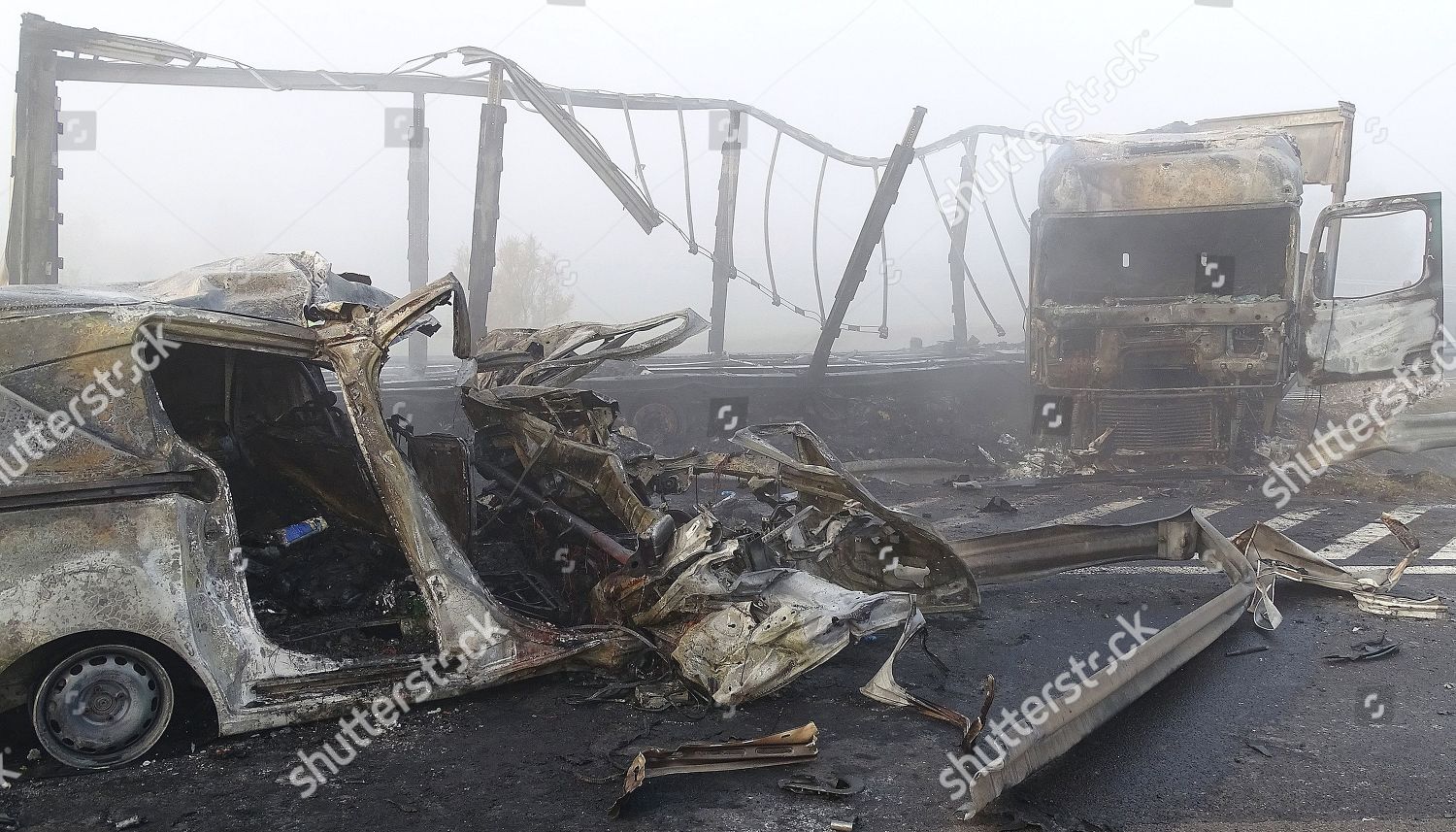 Burnt Out Vehicles Pictured Scene Massive Editorial Stock Photo - Stock ...