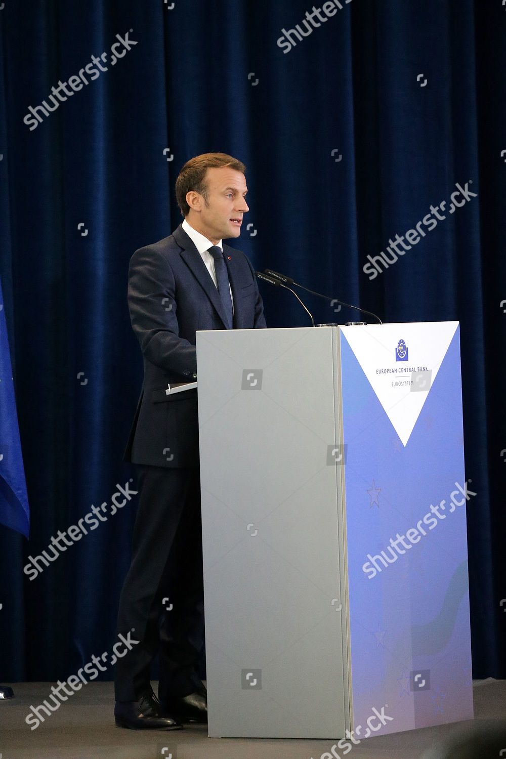 French President Emmanuel Macron Speech Handover Editorial Stock Photo ...