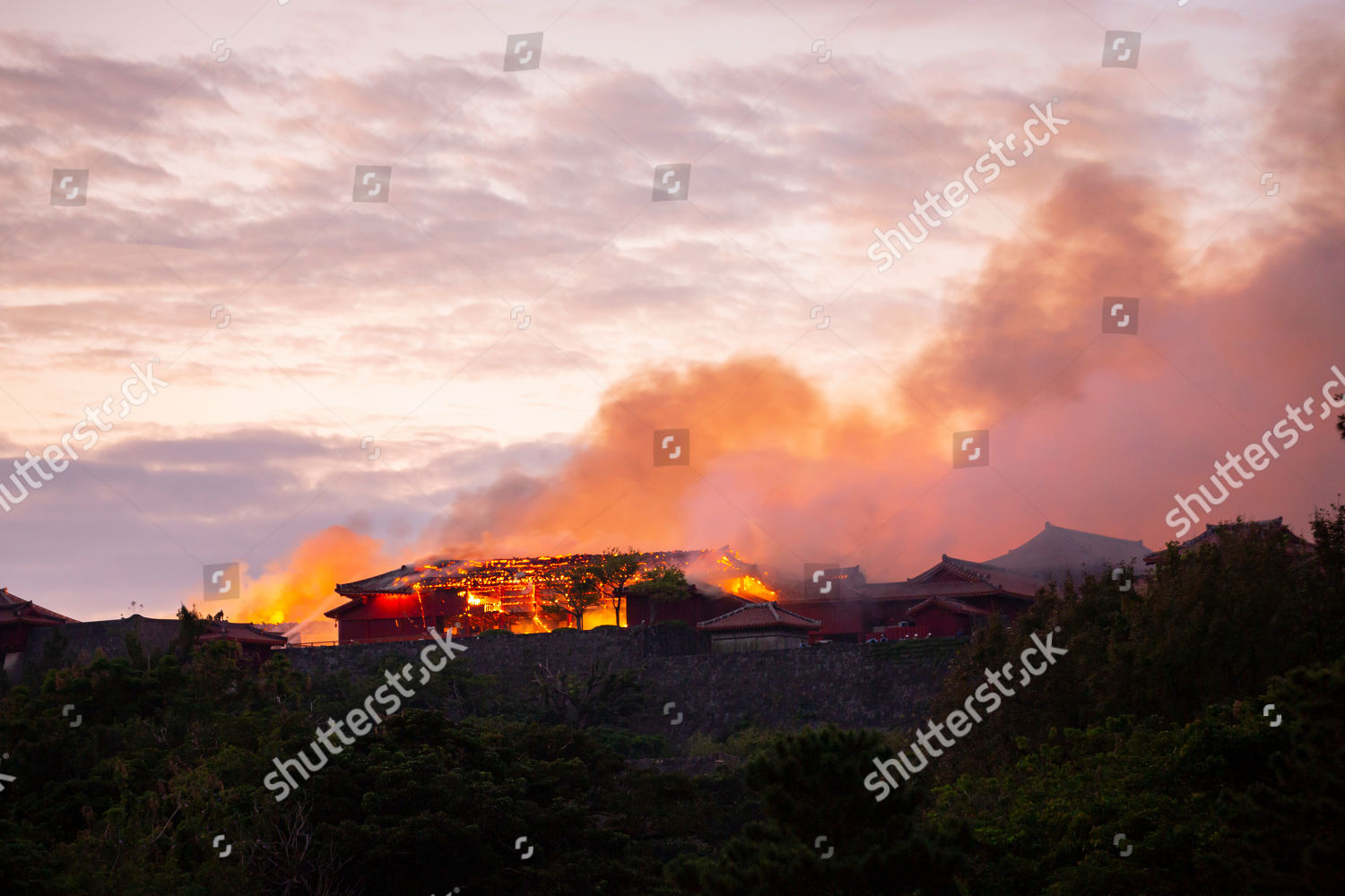 Flames Shurijo Castle Naha Okinawa Fire Editorial Stock Photo - Stock ...