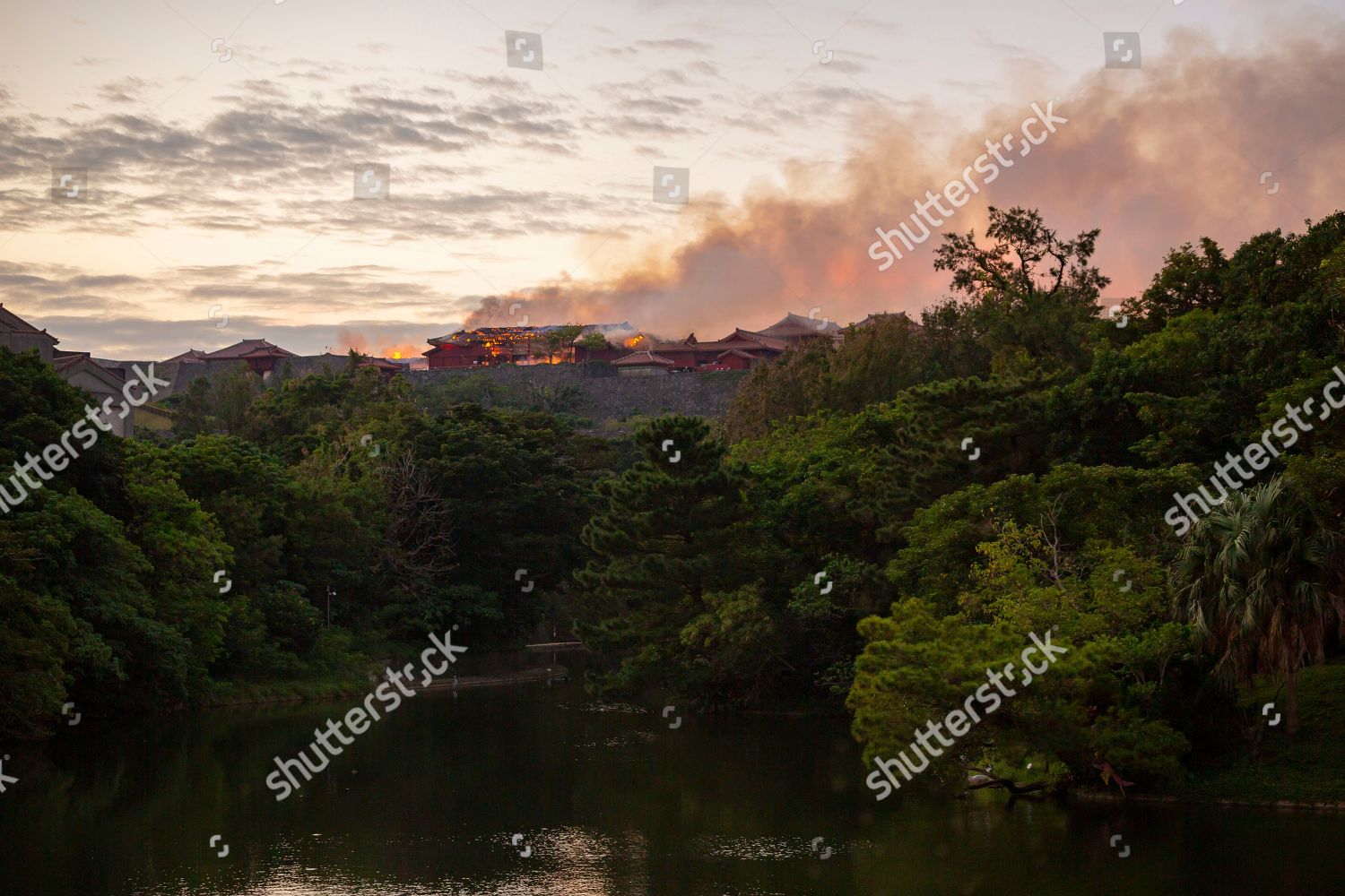 Flames Shurijo Castle Naha Okinawa Fire Editorial Stock Photo - Stock ...