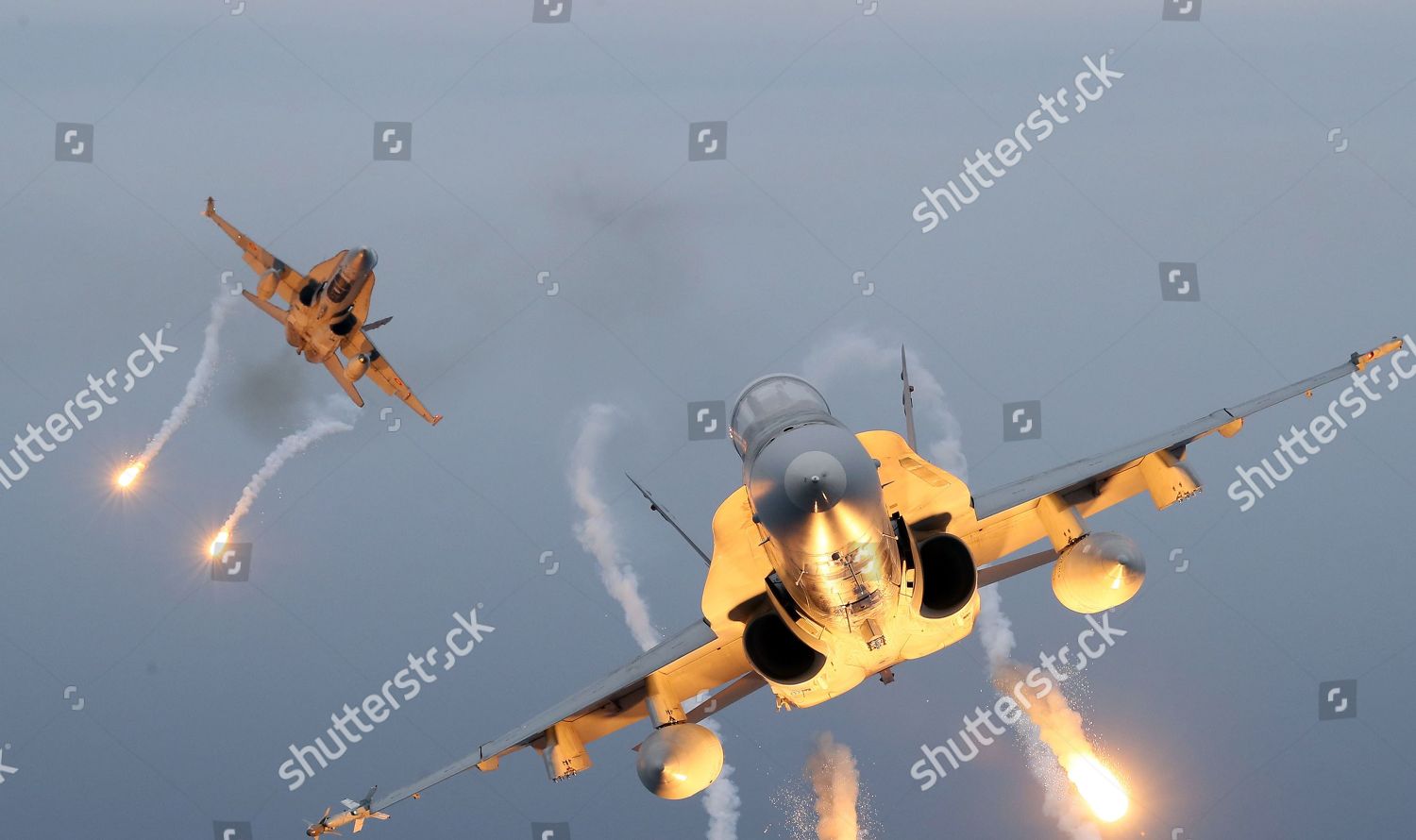 Two F18 Fighters Release Flares They Editorial Stock Photo - Stock ...