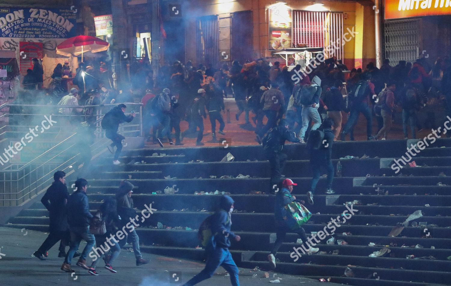 People Face Police During Protest Against Editorial Stock Photo - Stock ...