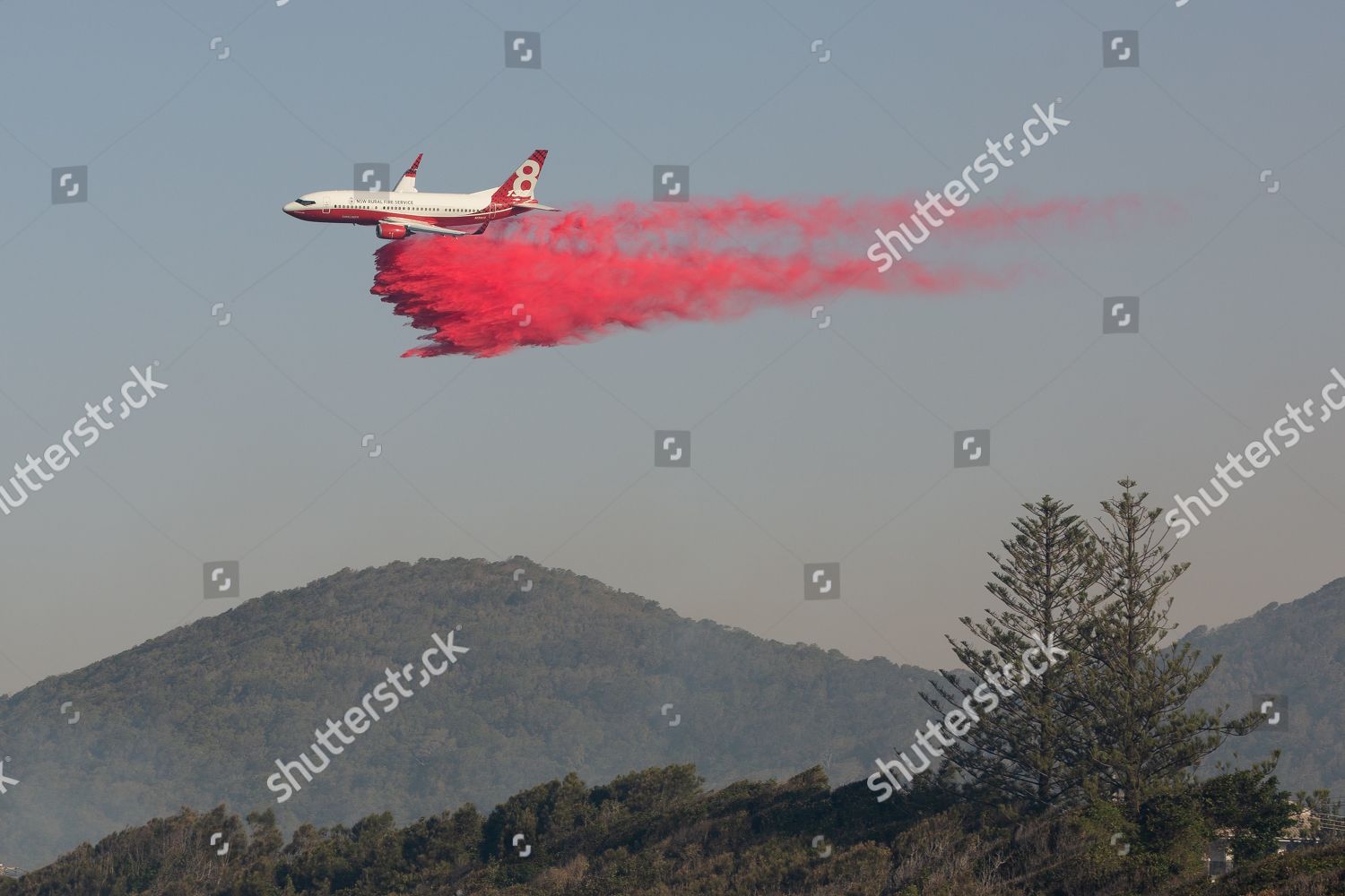 Plane Drops Fire Retardant On Bushfire Editorial Stock Photo - Stock ...