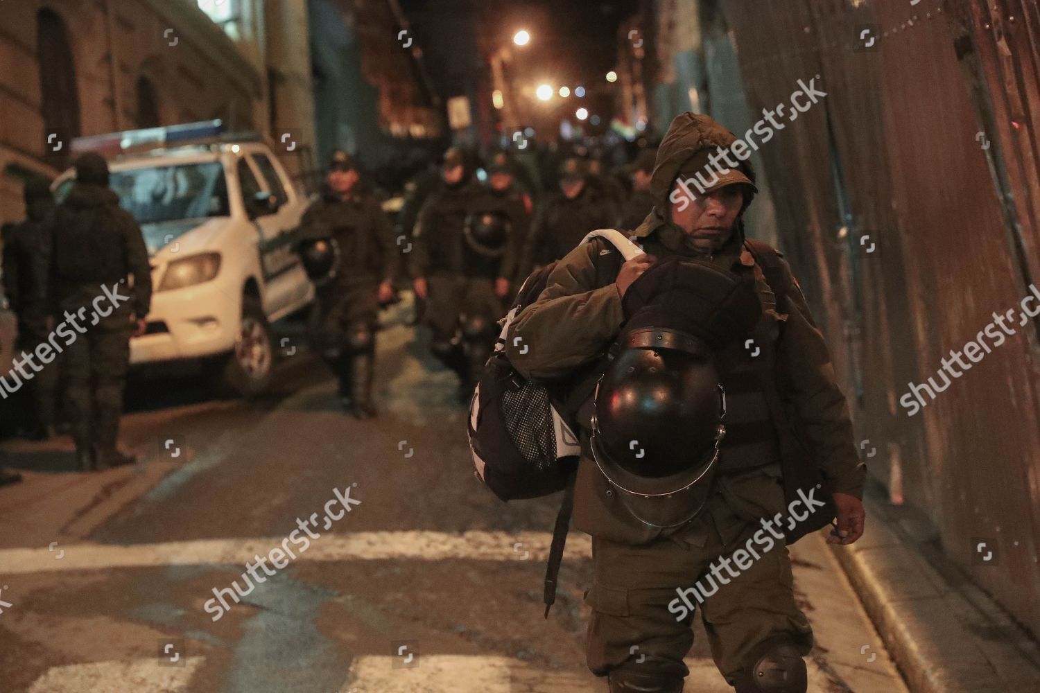 Bolivian Police Officers Walk Down Street Editorial Stock Photo - Stock ...