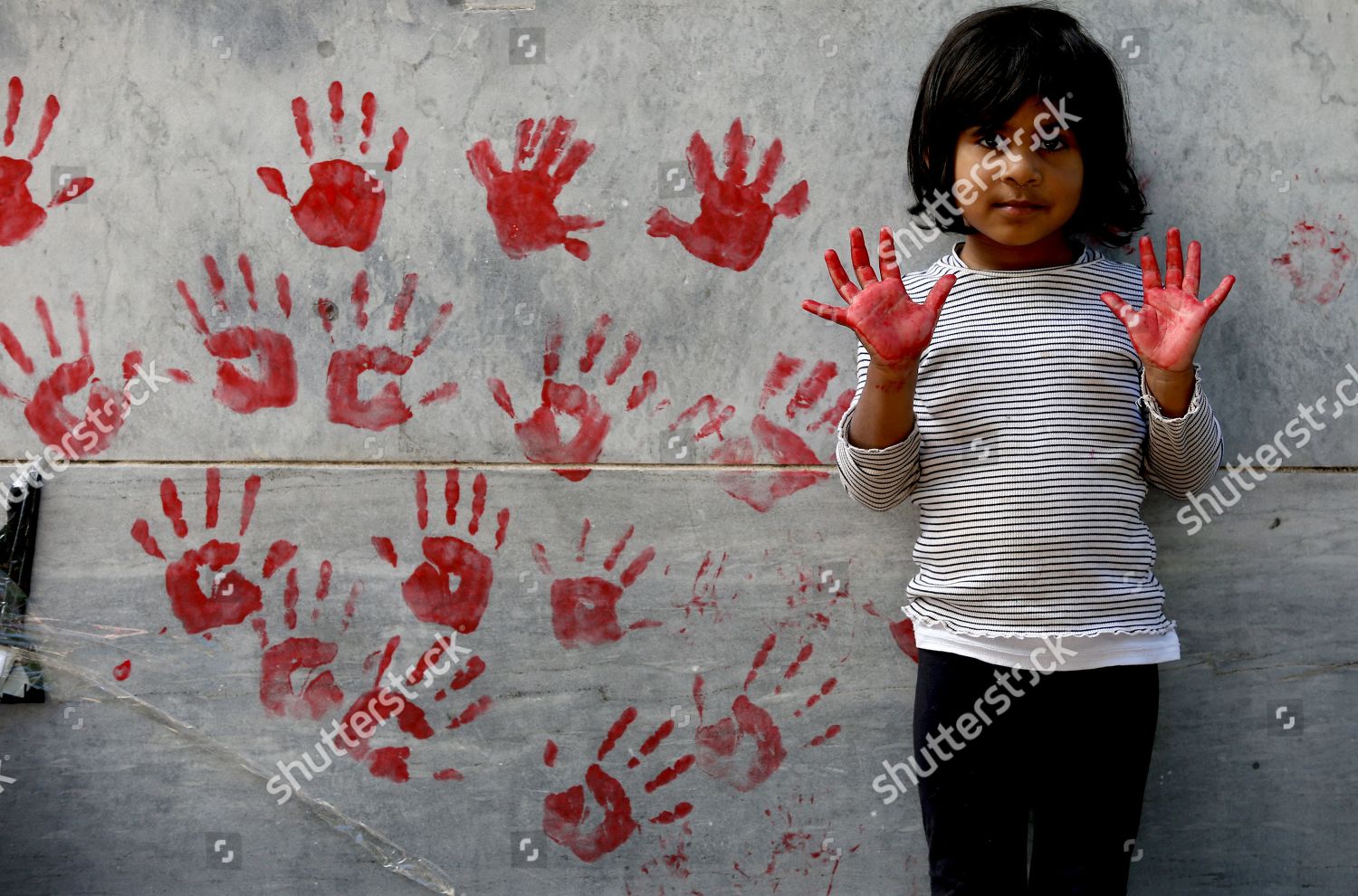 Protestors Leave Red Paint Hand Prints Editorial Stock Photo - Stock ...