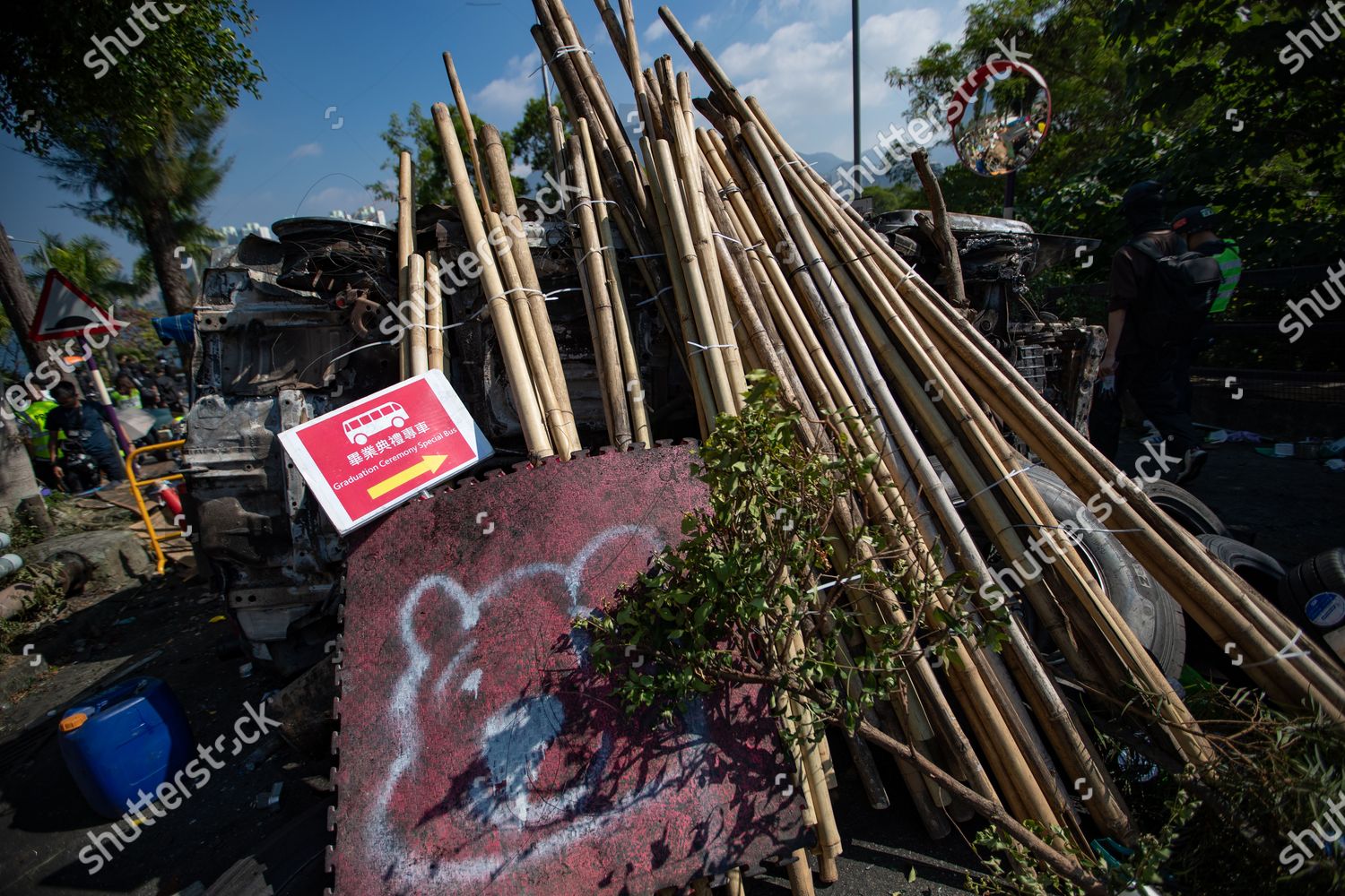 Bamboo Sticks Lawnmower Making Barricades During Editorial Stock Photo ...