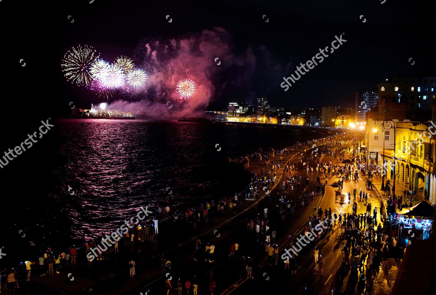 People Watch Fireworks During Celebration 500th Editorial Stock Photo ...