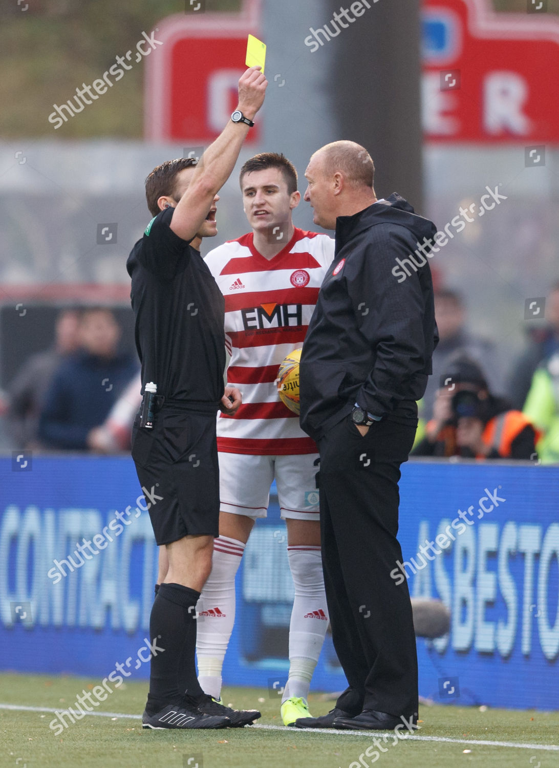 Referee Steven Mclean Shows Yellow Card Editorial Stock Photo - Stock ...