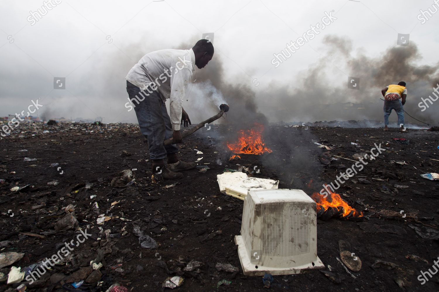Two Men Burn Trash Dump Agbogbloshie Editorial Stock Photo - Stock ...
