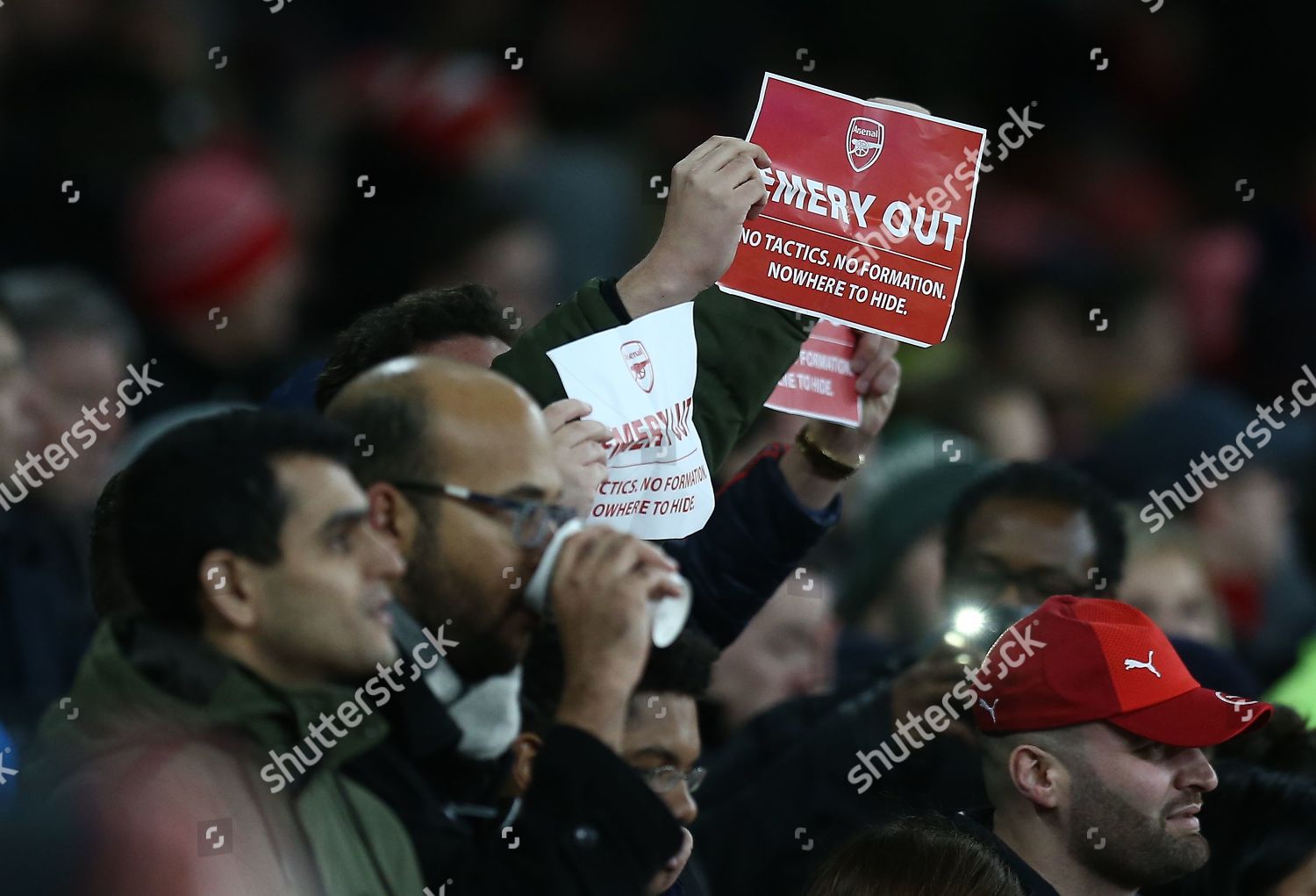 Arsenal Fan Holds Emery Out Sign Editorial Stock Photo - Stock Image ...
