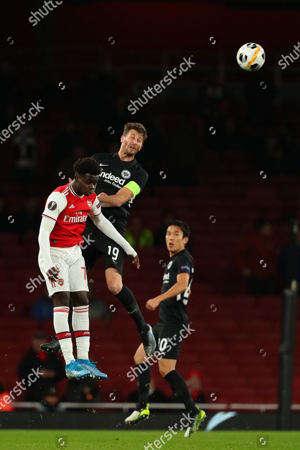 Arsenals Midfielder Bukayo Saka Frankfurts Defender Editorial Stock ...