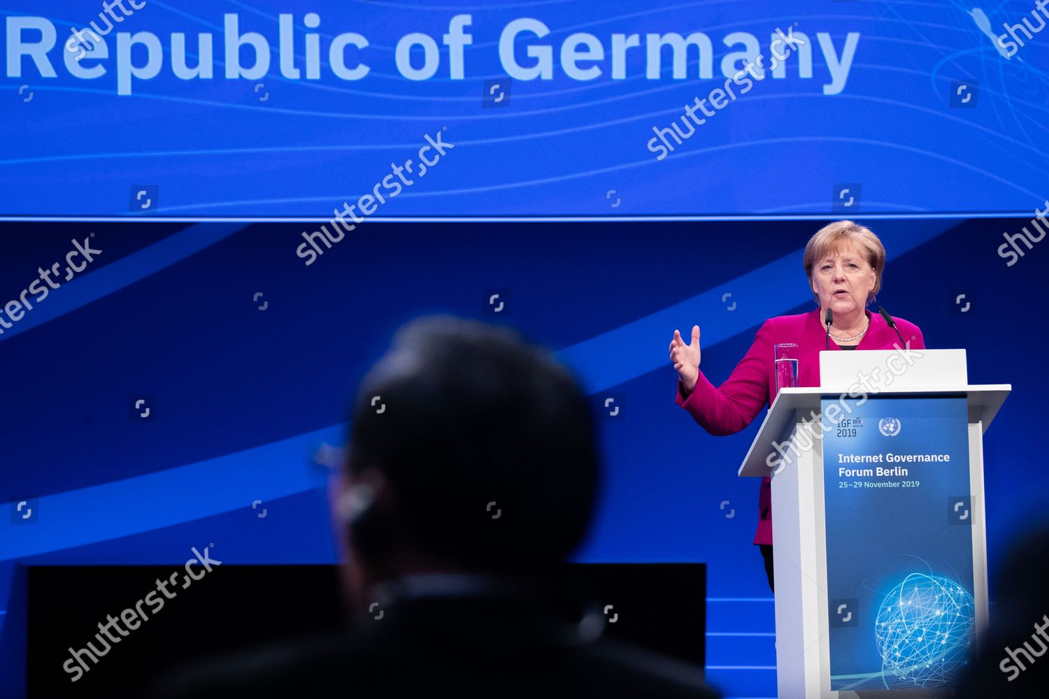 German Chancellor Angela Merkel Delivers Speech Editorial Stock Photo ...