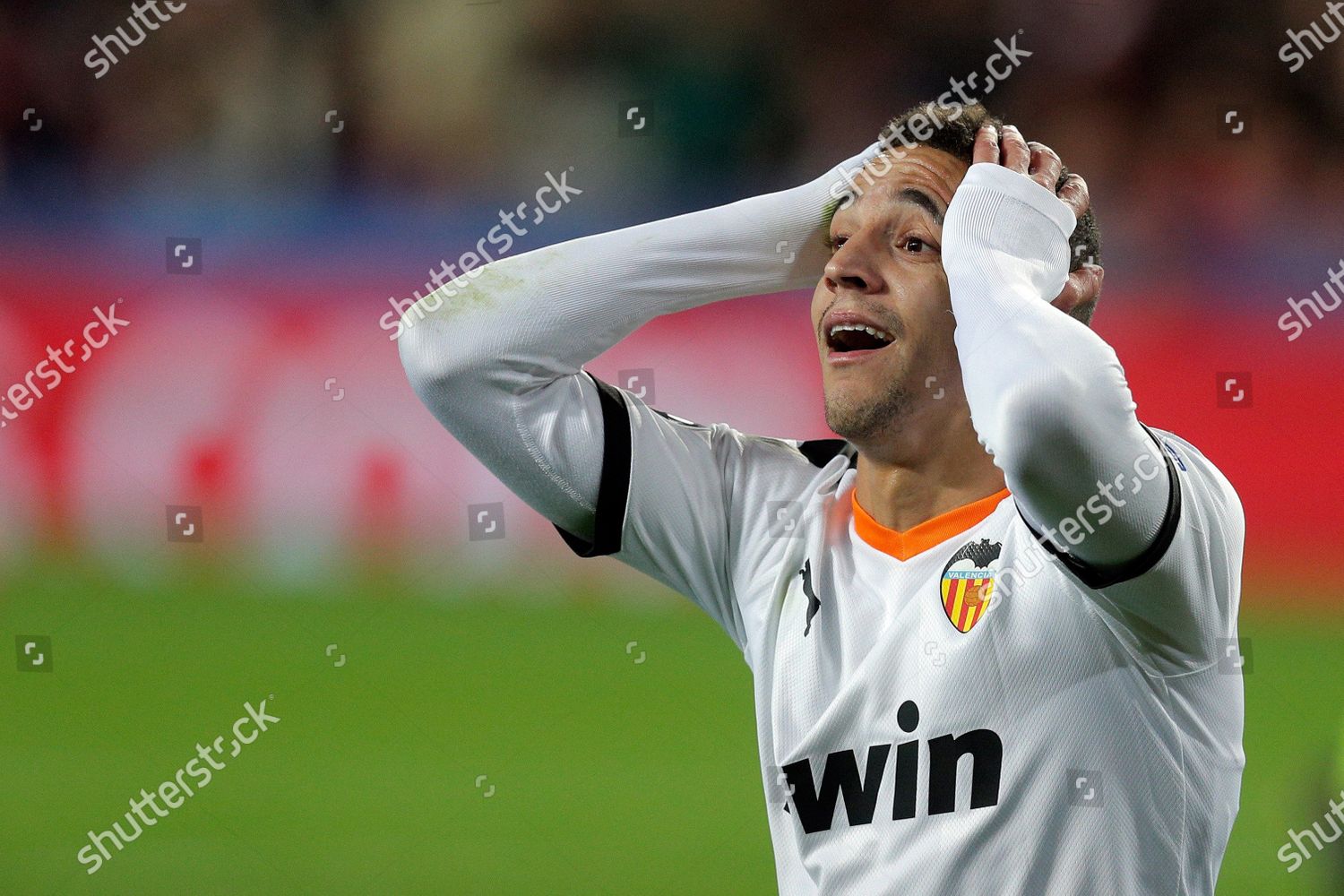Valencias Forward Rodrigo Moreno Reacts During Editorial Stock Photo ...
