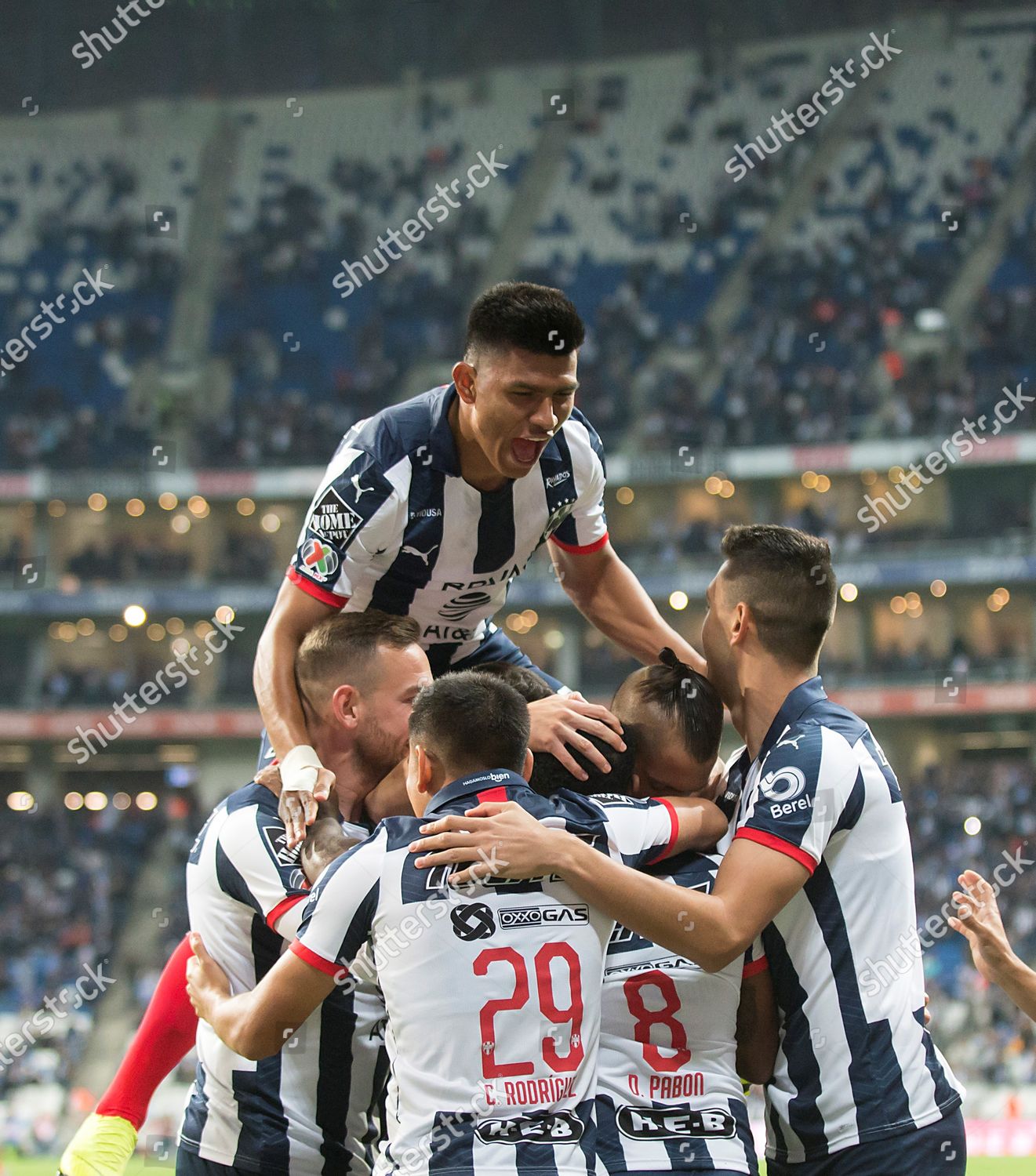 Rayados De Monterrey Players Celebrate Goal Editorial Stock Photo ...