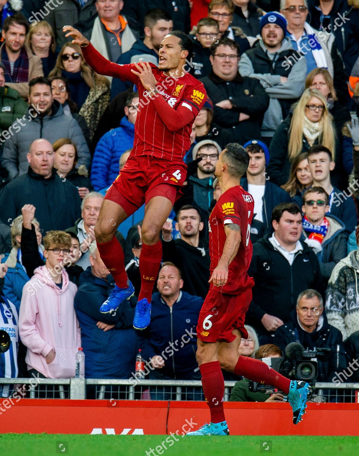 Liverpools Virgil Van Dijk Celebrates Scoring Editorial Stock Photo ...