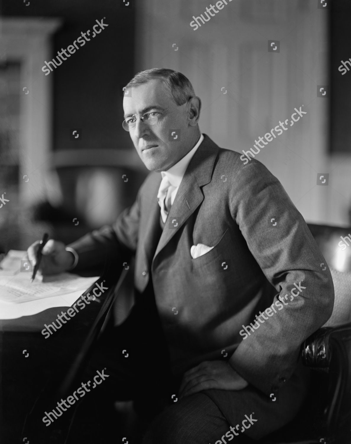 Us President Woodrow Wilson Sitting Desk Editorial Stock Photo - Stock ...