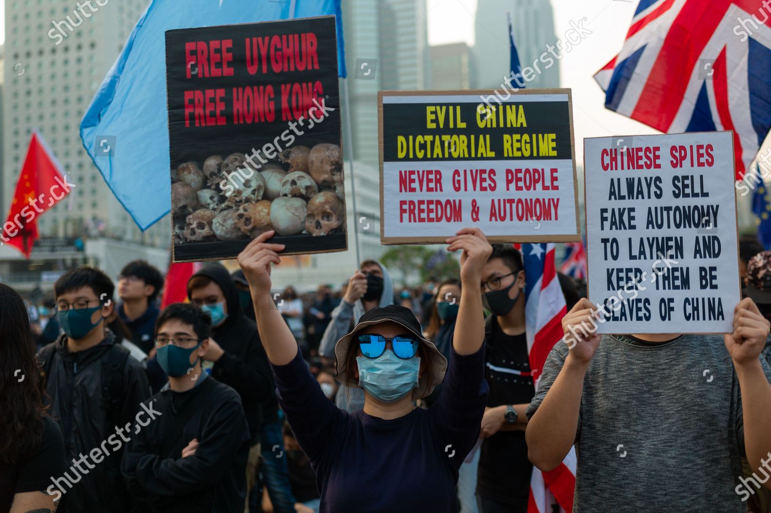 Protesters Wear Masks Holds Banners During Editorial Stock Photo ...