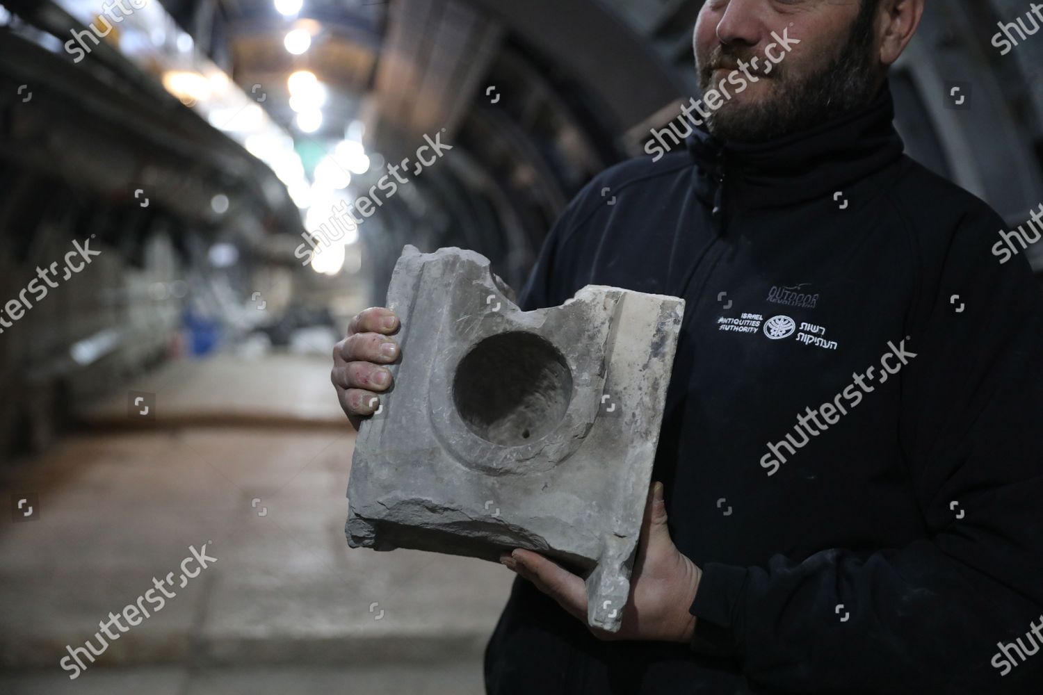 Archaeologist Ari Levi Holds Piece 2000yearold Editorial Stock Photo ...