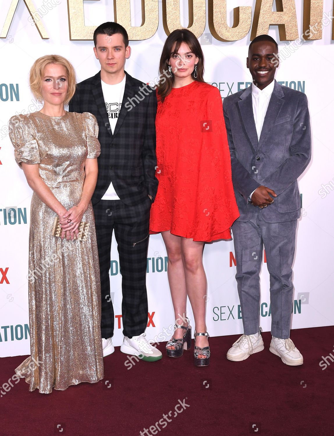 Gillian Anderson Asa Butterfield Emma Mackey Editorial Stock Photo ...